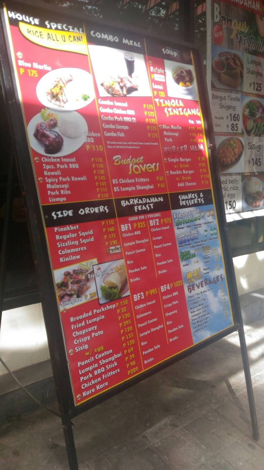 Menu at Barkadahan Grill, Cagayan de Oro, FJHV+3X4 De Lara Bldg.