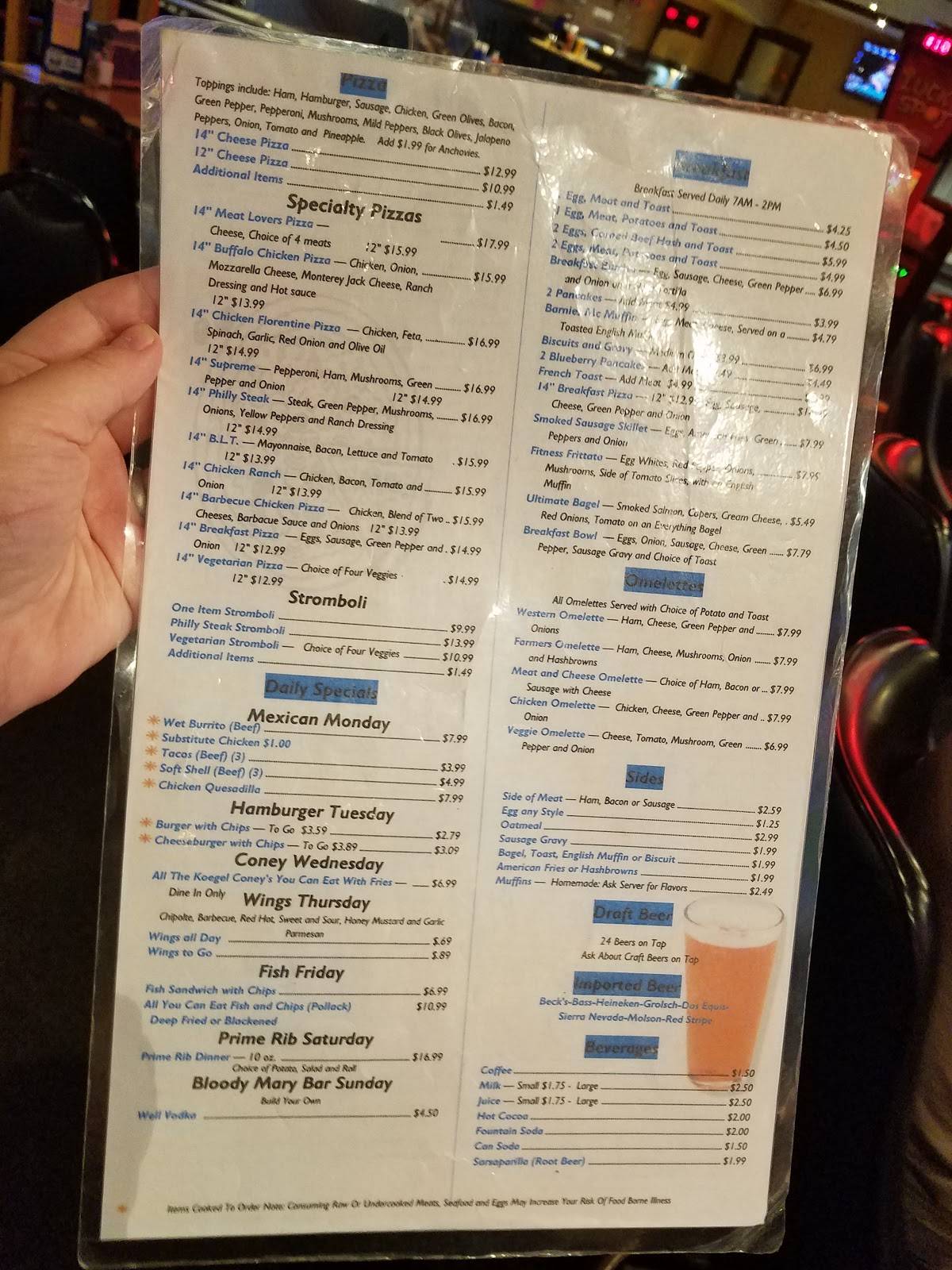 Menu at Barnacle Bill's, East Tawas