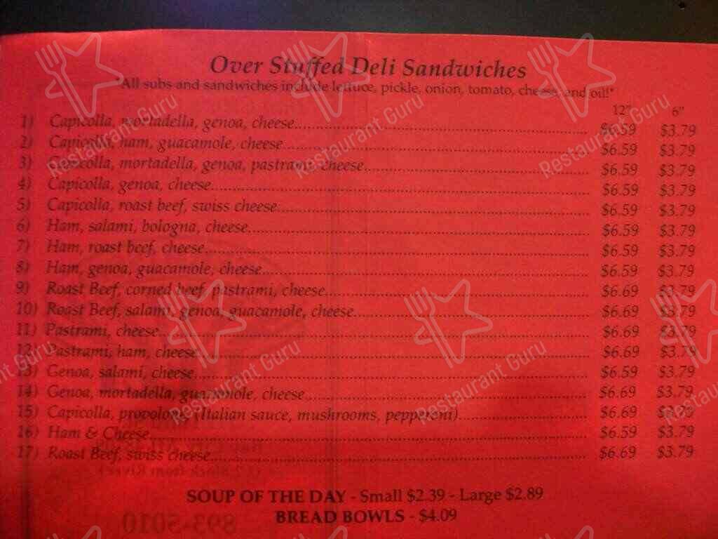 Menu at Intermission Deli fast food, Bay City