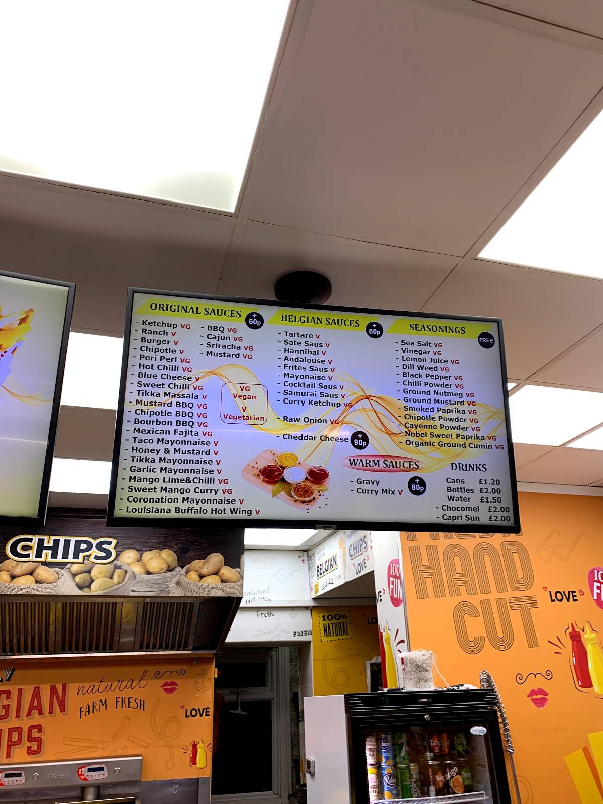 Menu at Belgian Chips fast food, Brighton, 3 St James's St