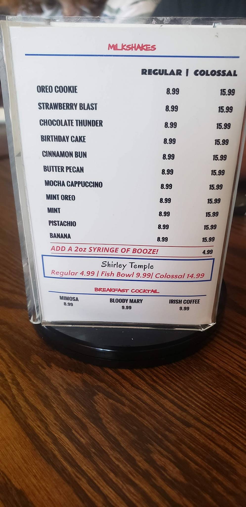 Menu at Bell City Diner restaurant, Bristol