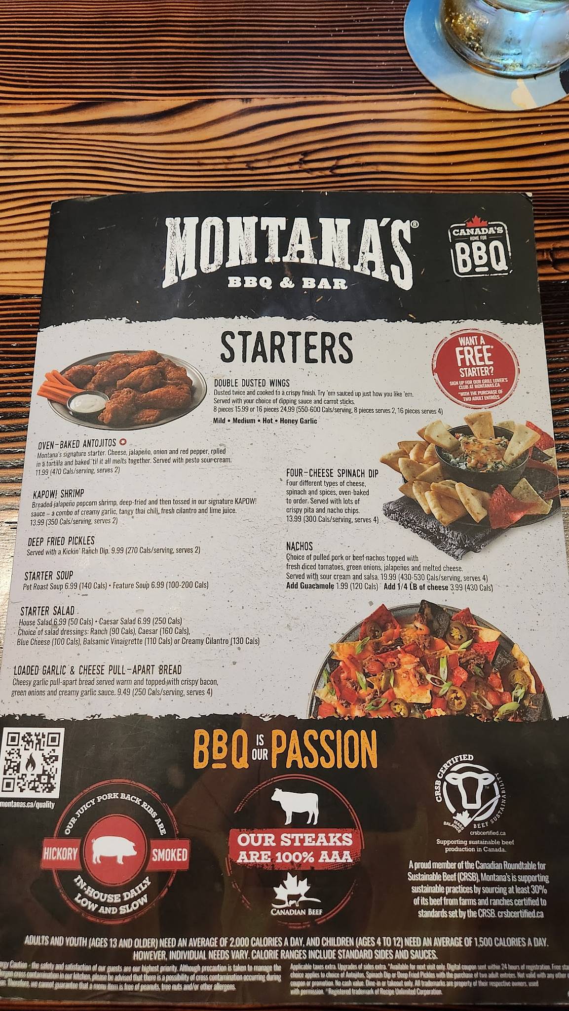 Menu at Montana’s BBQ & Bar, Belleville, 170 Bell Blvd
