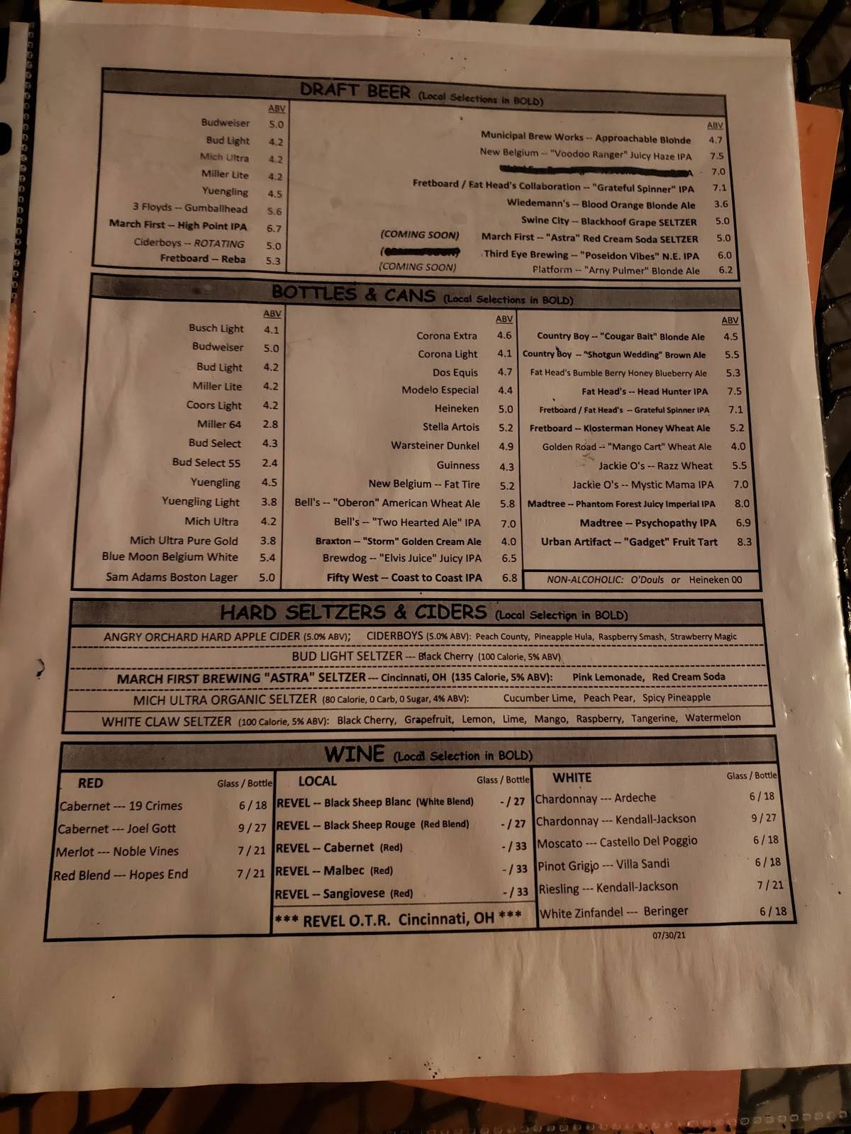 Menu at Berd's Grill & Bar, Fairfield