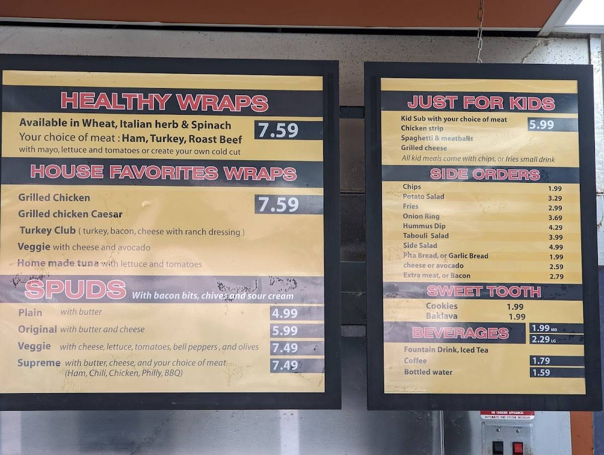Menu at Bill & Ruth's Subs and Burgers Pryor restaurant, Pryor