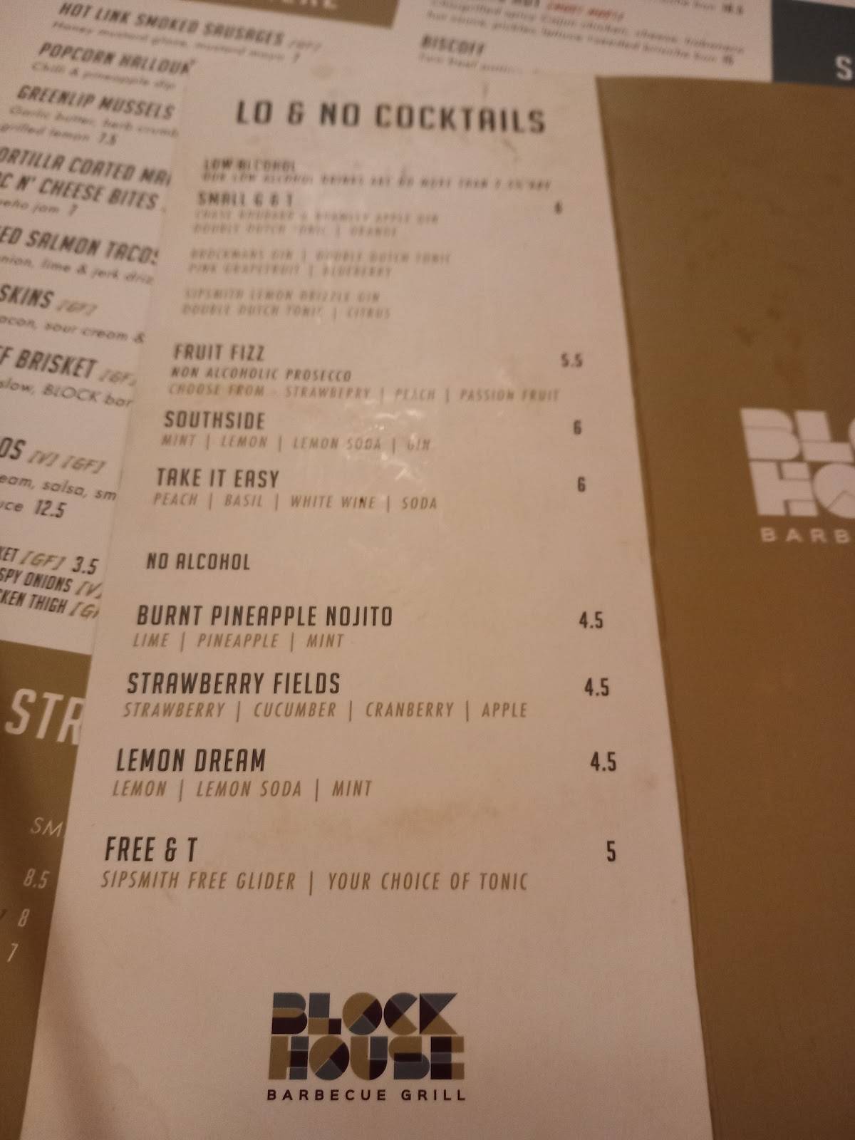 Menu at Blockhouse at The Sheet Anchor pub & bar, Whitmore, Newcastle Road