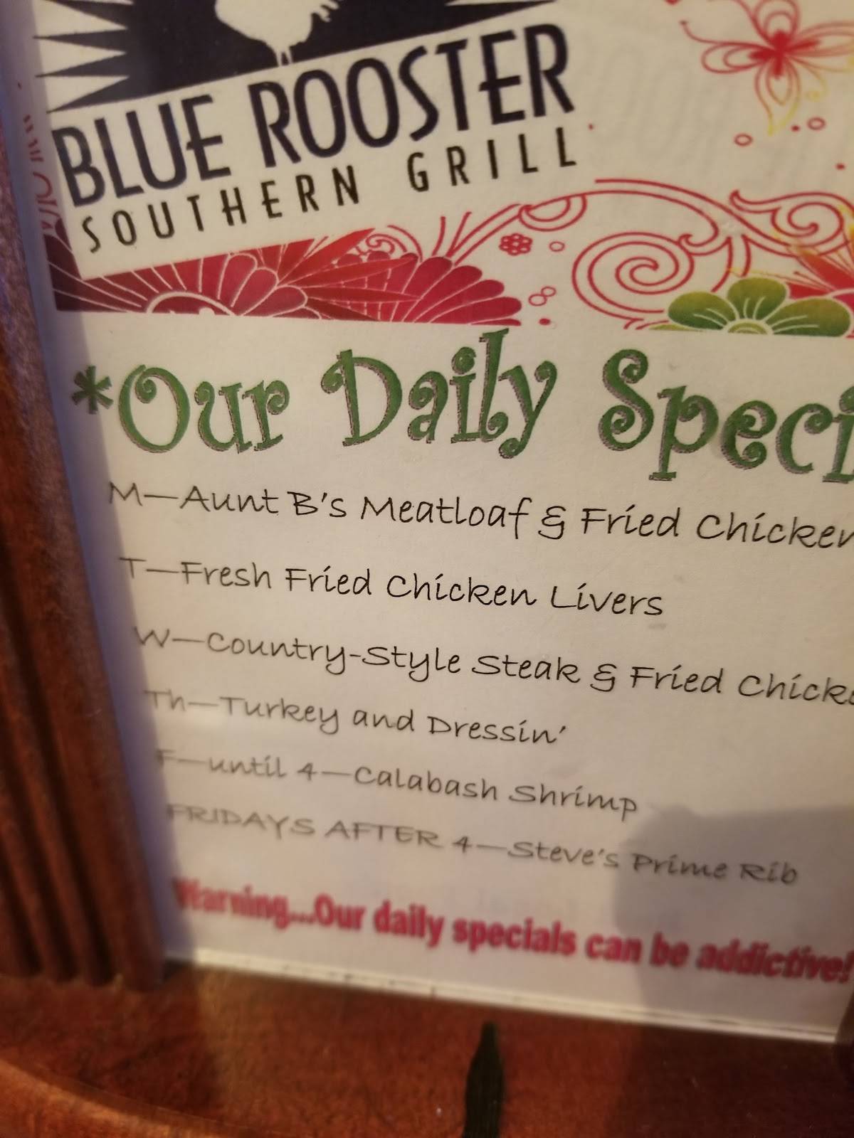 Menu at Blue Rooster Southern Grill restaurant, Lake Junaluska