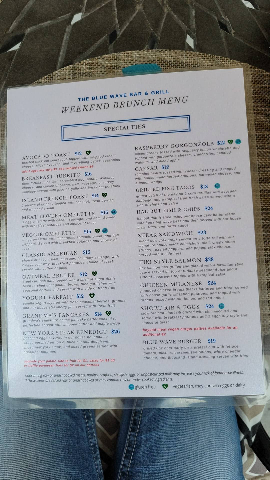 Menu at Blue Wave Bar & Grill, San Diego