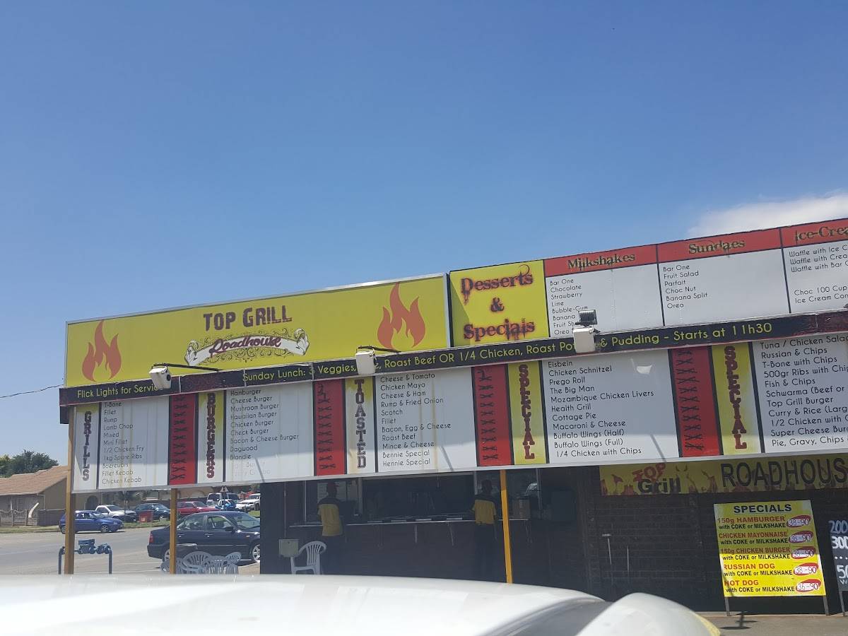 Menu at Top Grill Roadhouse restaurant, Boksburg, 135 Pretoria Rd