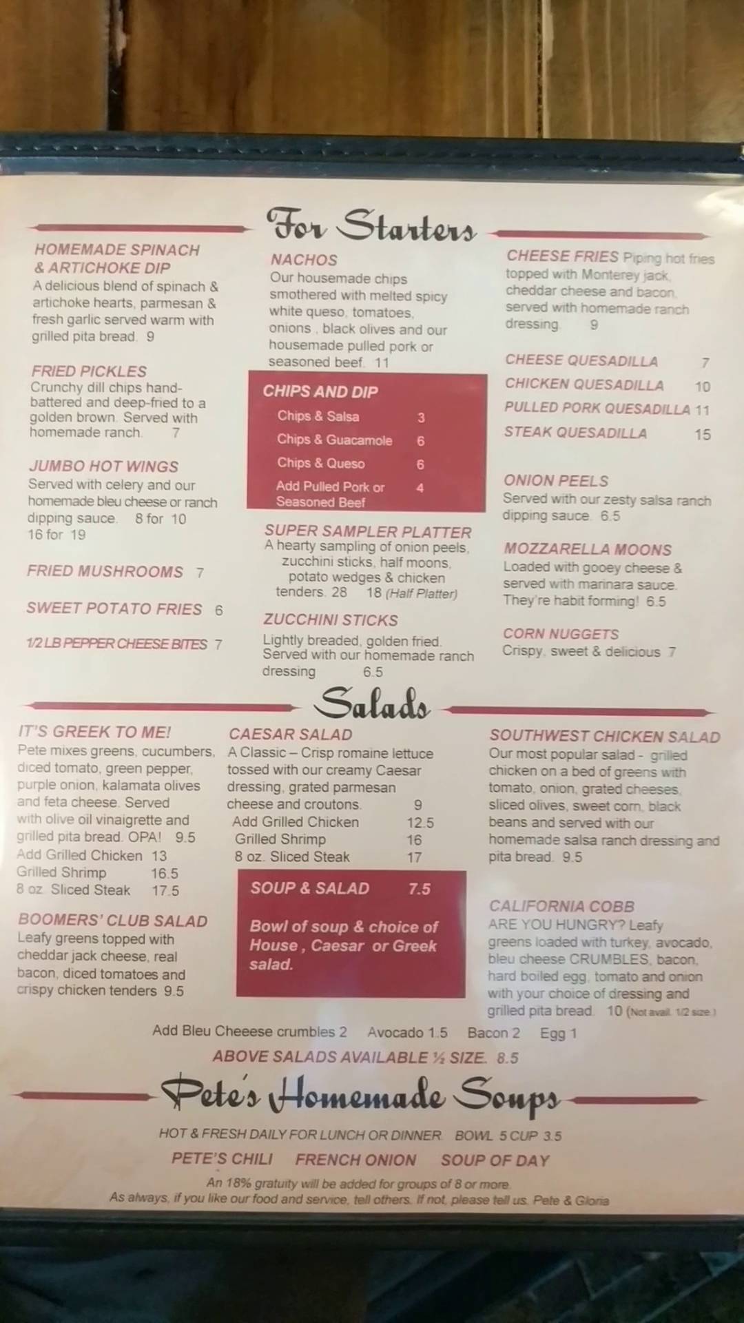 Menu at Boomers Grill pub & bar, Holton