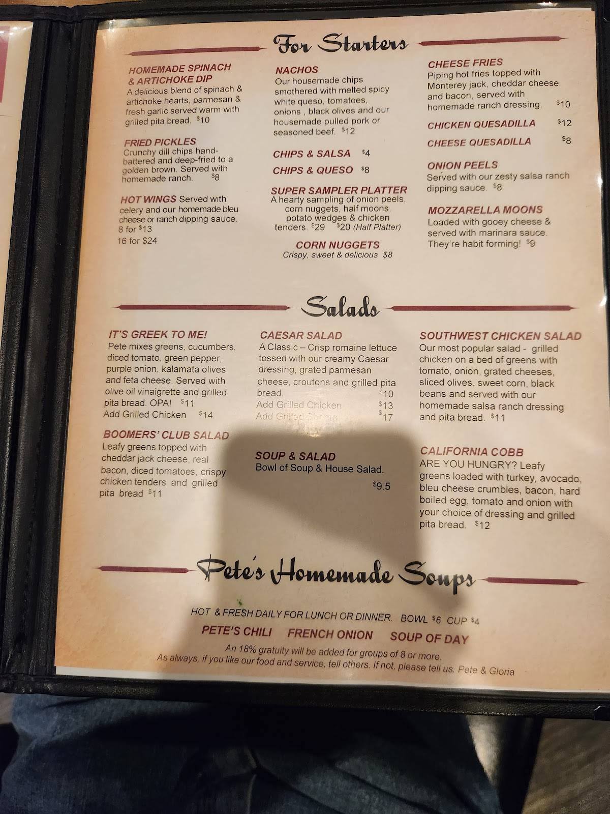 Menu at Boomers Grill pub & bar, Holton