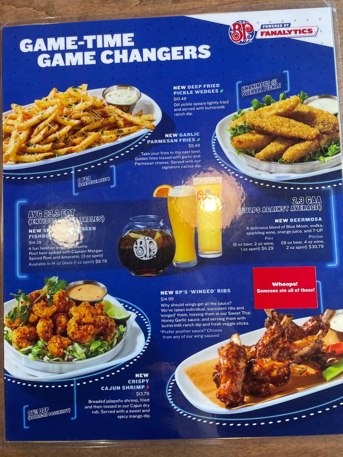 Menu at Boston Pizza pizzeria, Bridgewater