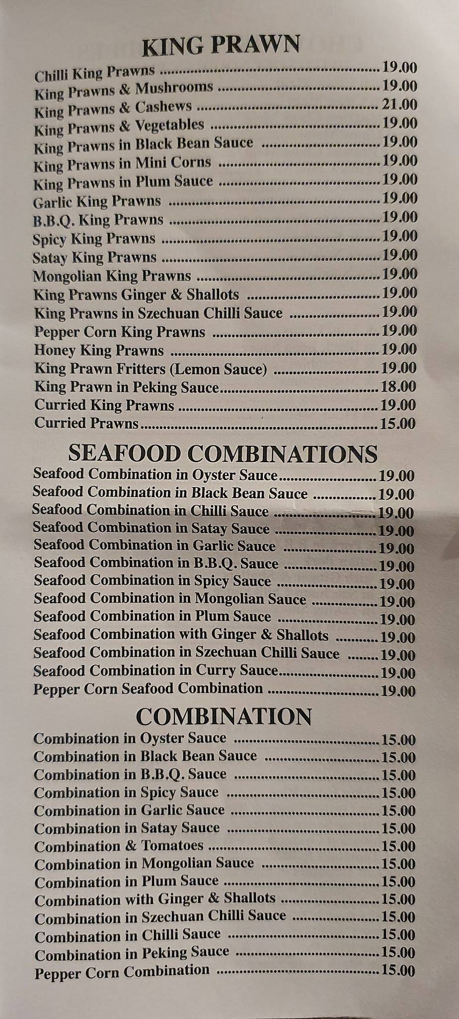 Menu at Lau's Chinese Takeaway restaurant, Bradbury, 28 The Pkwy