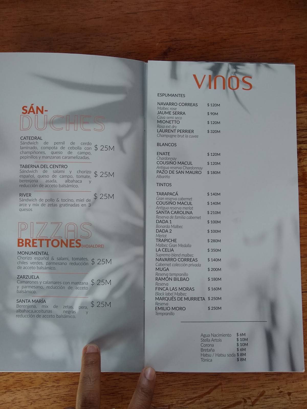 Carta del restaurante Bretton, Manizales