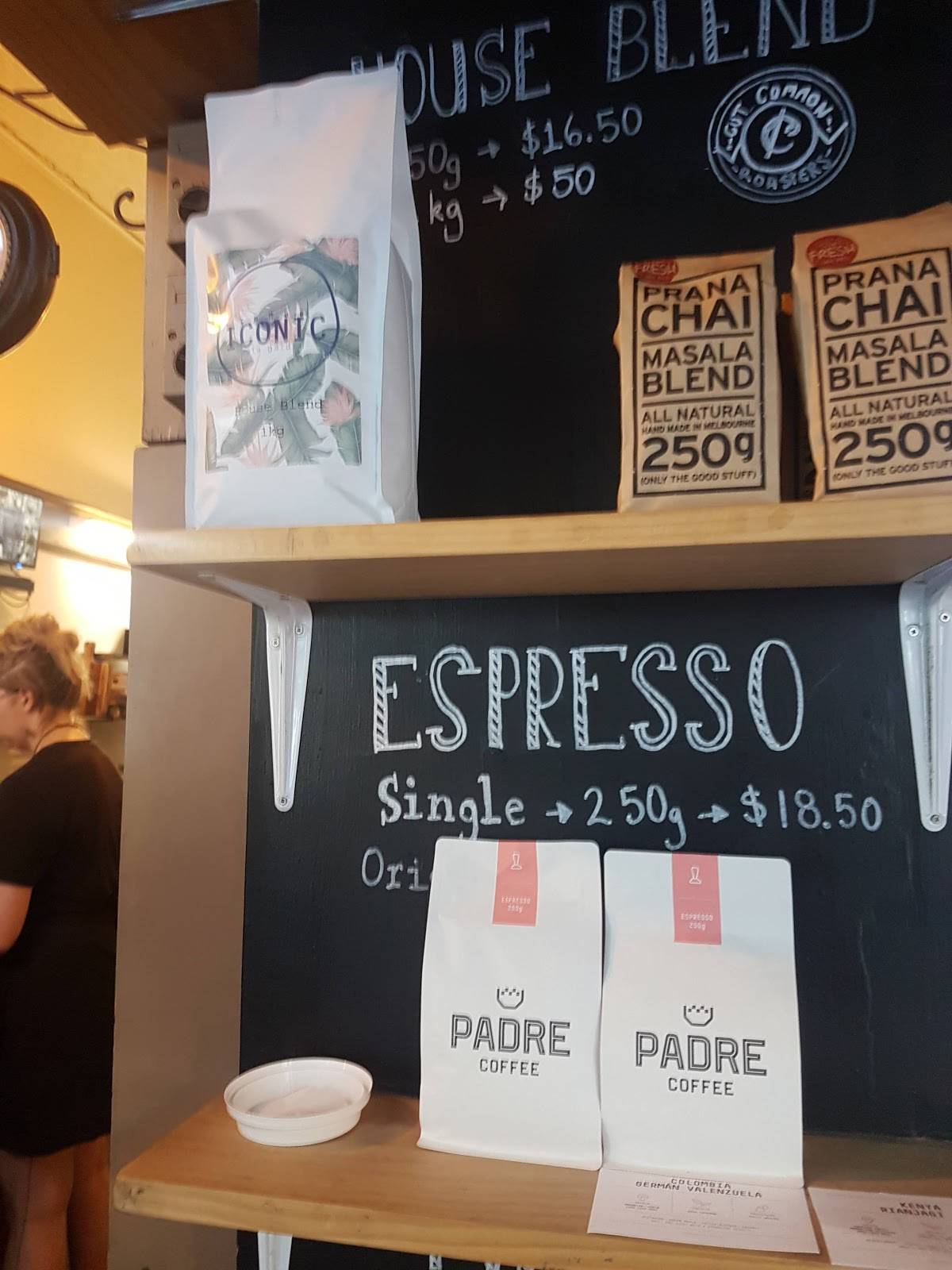 Menu at Coffee Iconic cafe, Brisbane City