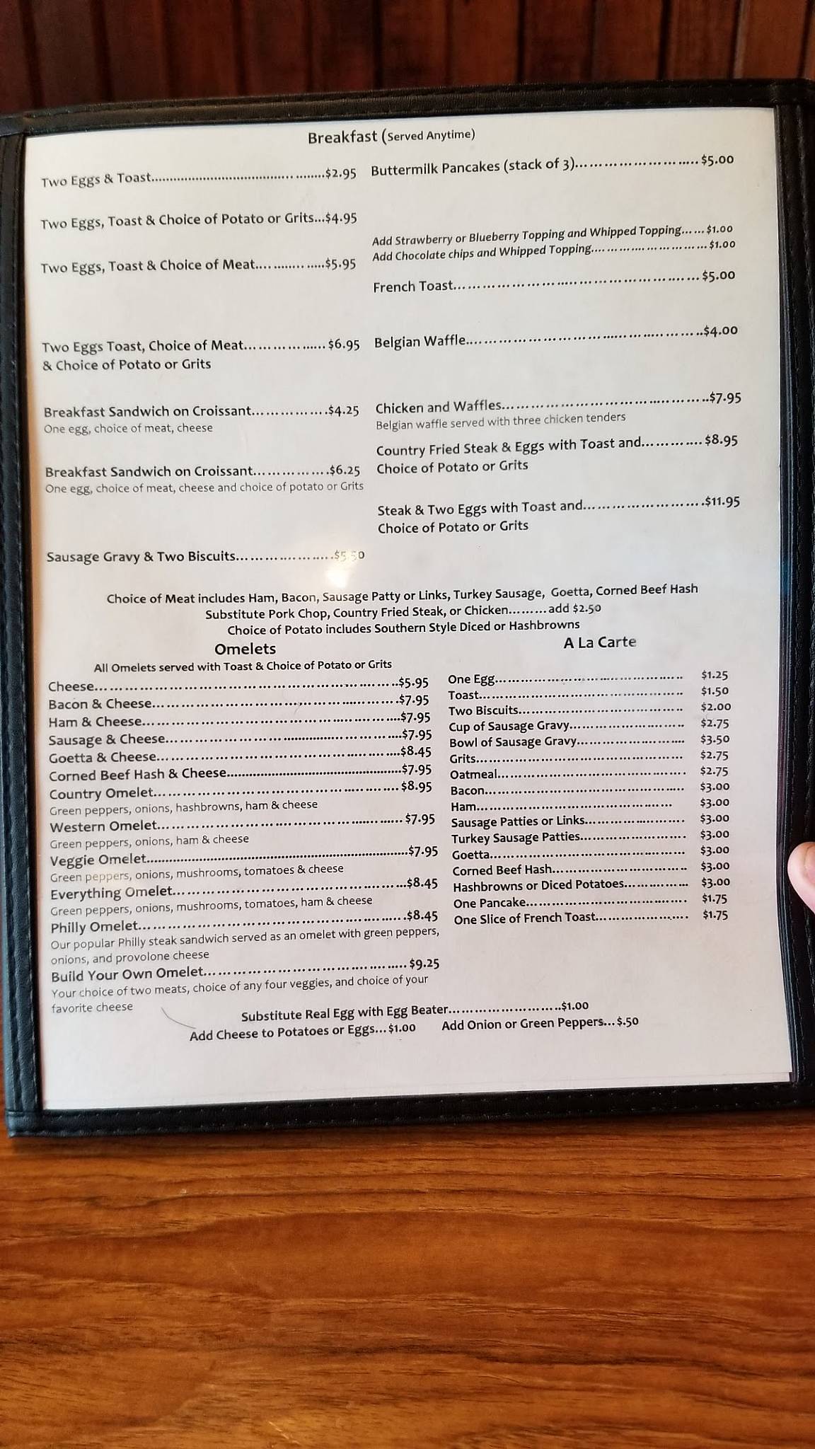 Menu at Brotherton's Family Restaurant, Cincinnati
