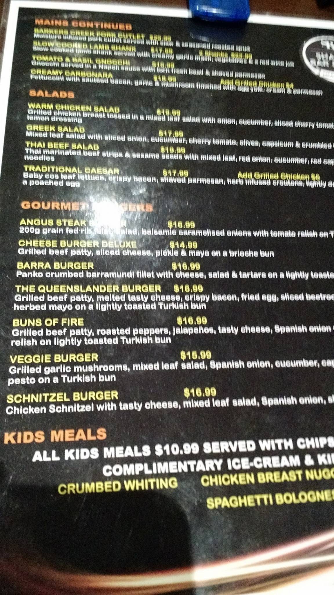 Menu at The Central Tavern Burpengary pub & bar, Burpengary