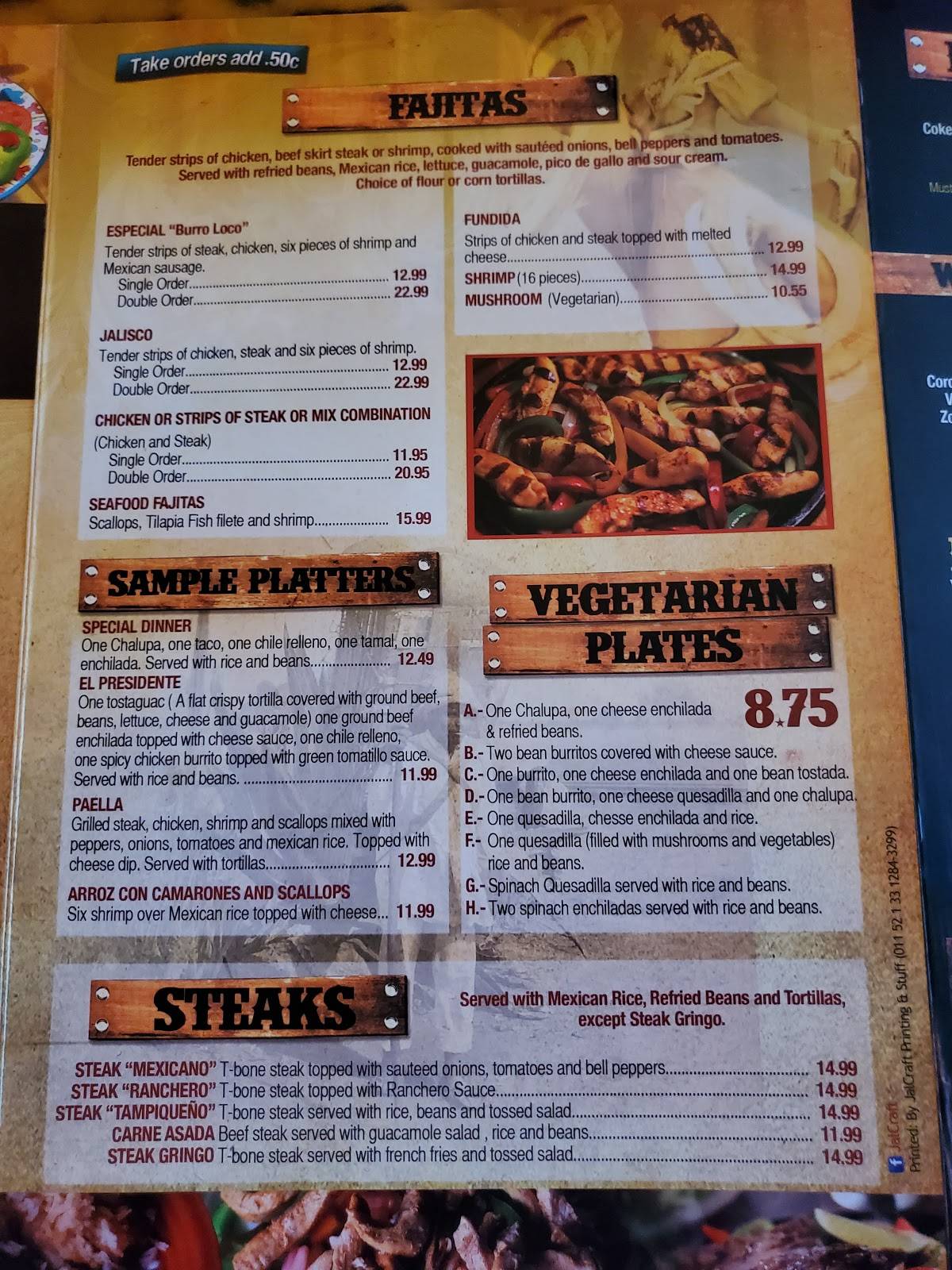 Menu at Burro Loco desserts, Anderson