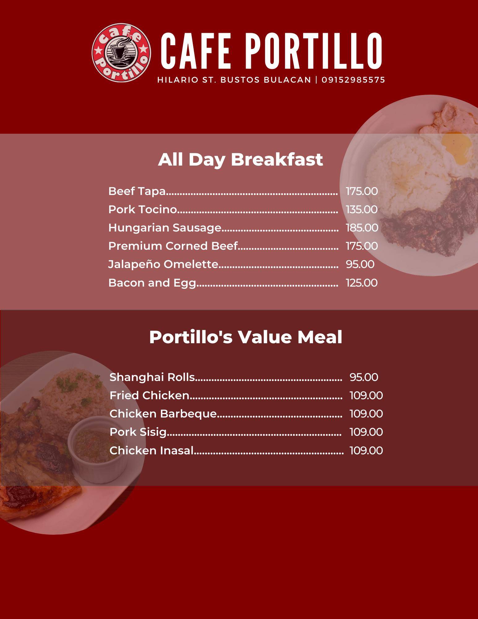 Menu at Cafe Portillo, Bustos, XW45+CQ5