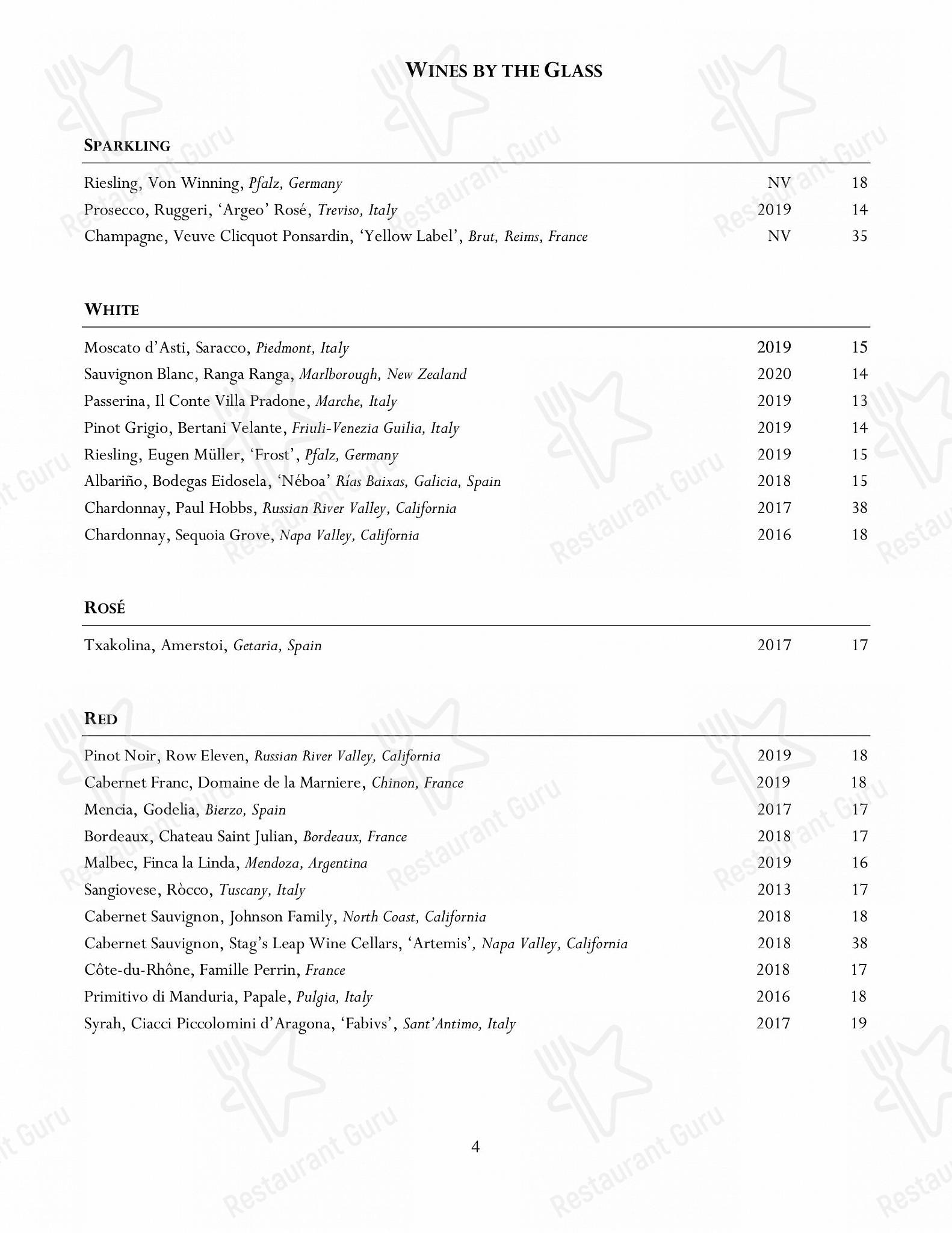 Menu at Butcher and Singer steakhouse, Philadelphia
