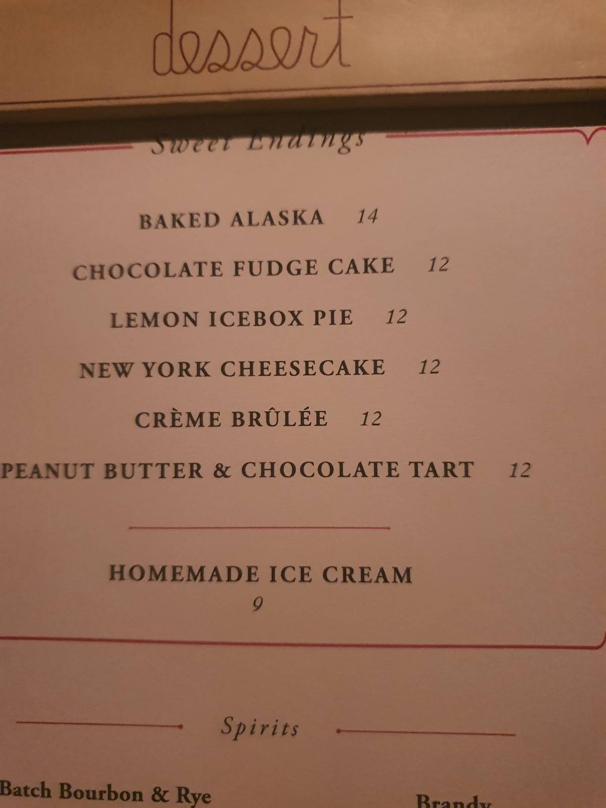 Menu at Butcher and Singer steakhouse, Philadelphia