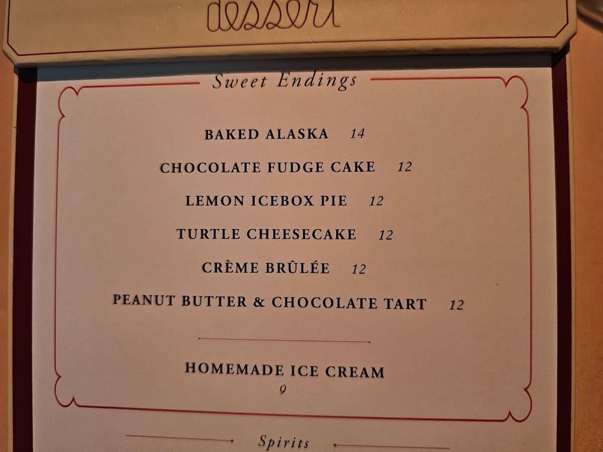 Menu at Butcher and Singer steakhouse, Philadelphia