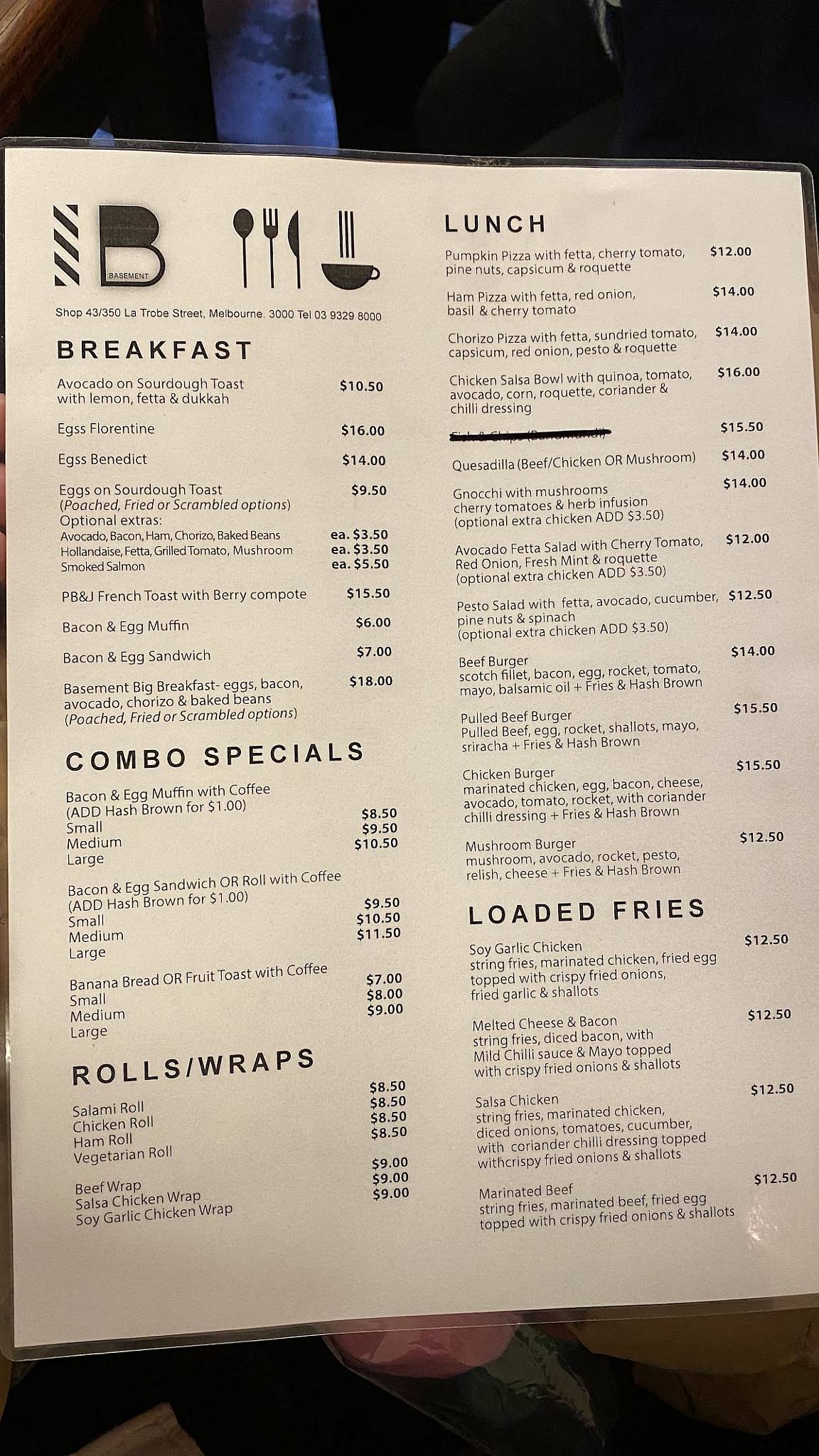 Menu at CEREE desserts, Melbourne