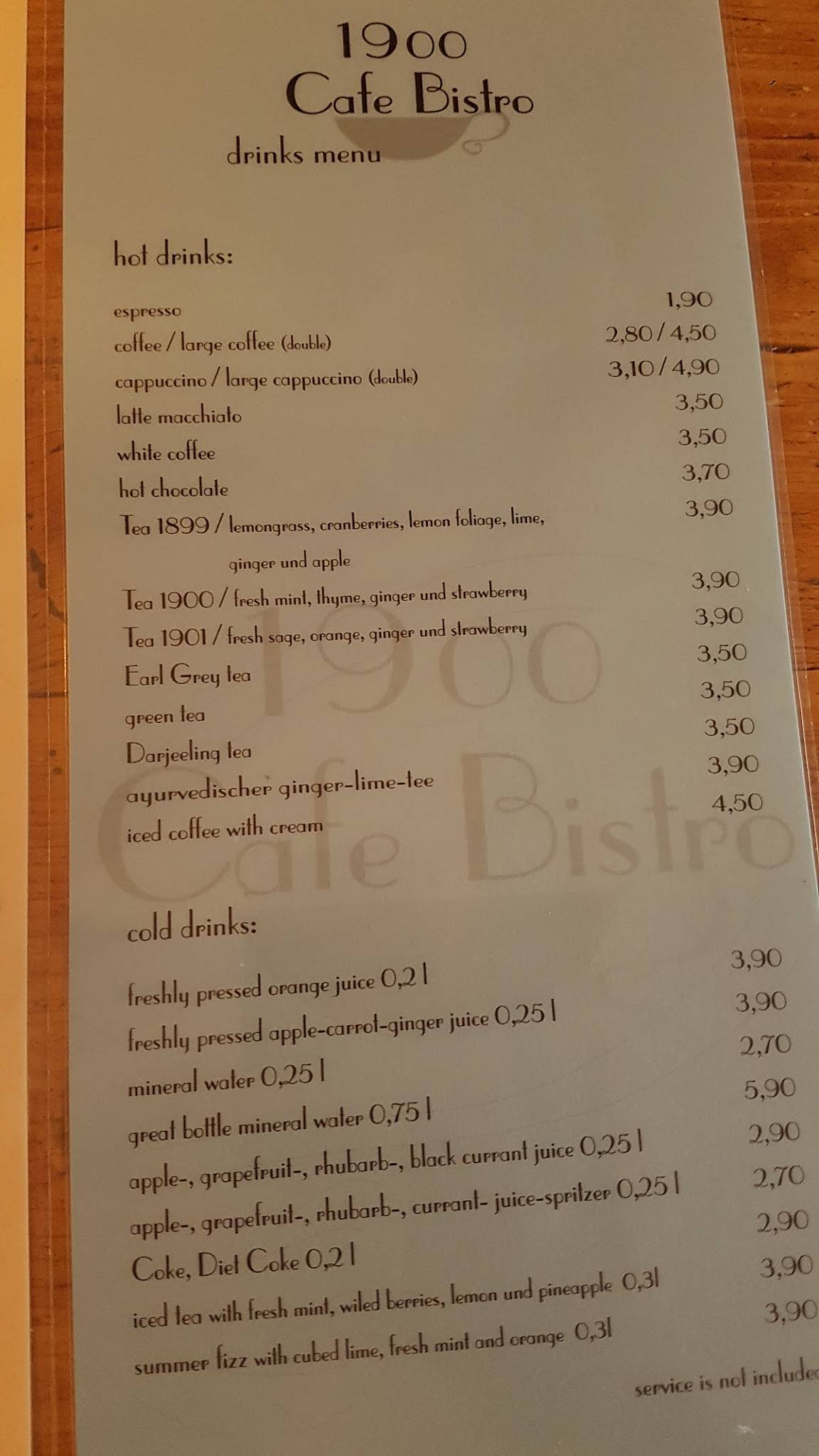 Menu at 1900 Cafe Bistro - Berlin, Berlin