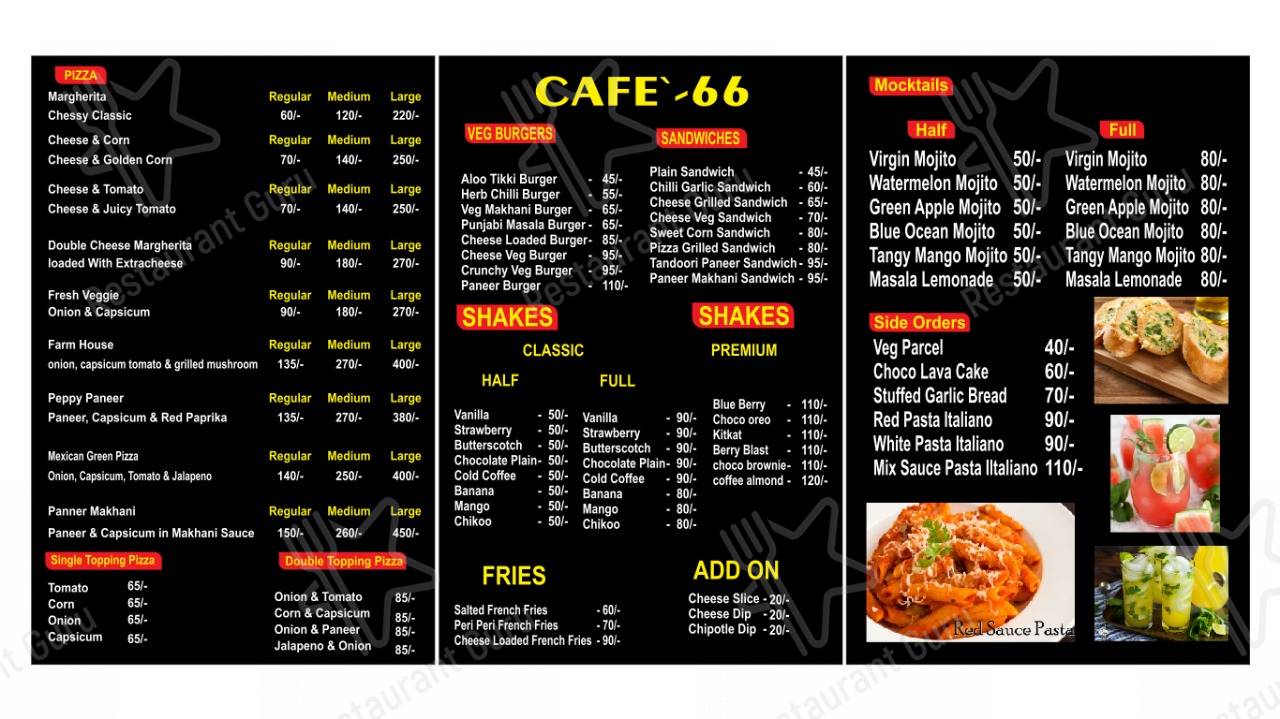 Menu at Cafe 66, Noida