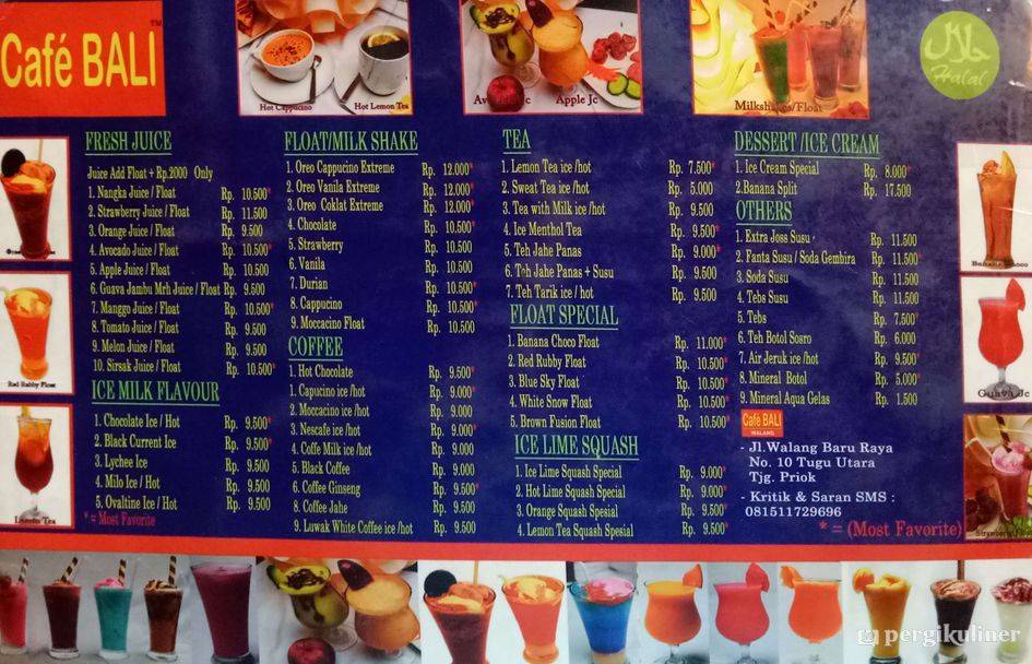Menu at Cafe Bali, North Jakarta, Jl. Walang Baru Raya No.10 5