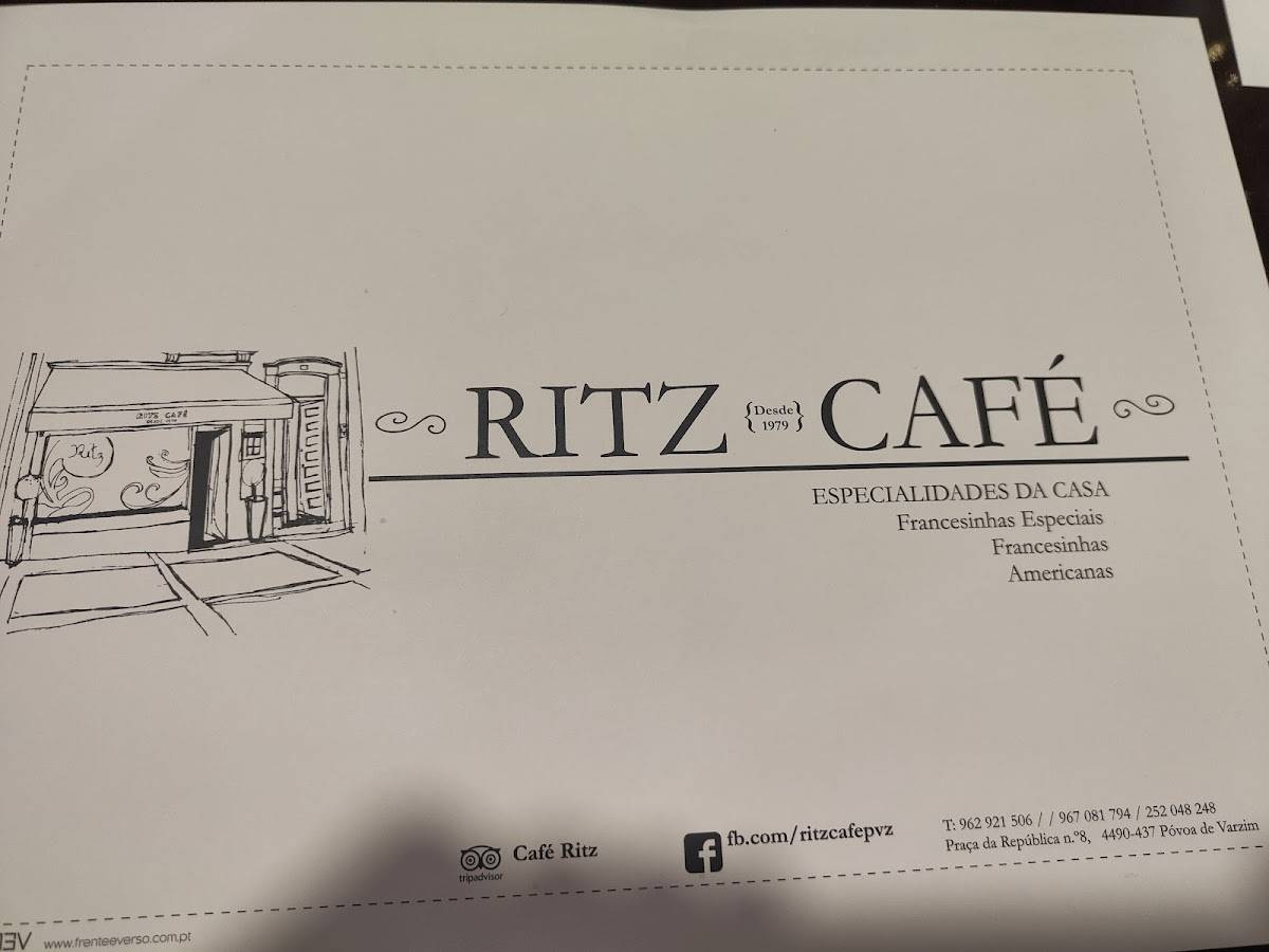 Menu em Café Ritz, Povoa de Varzim