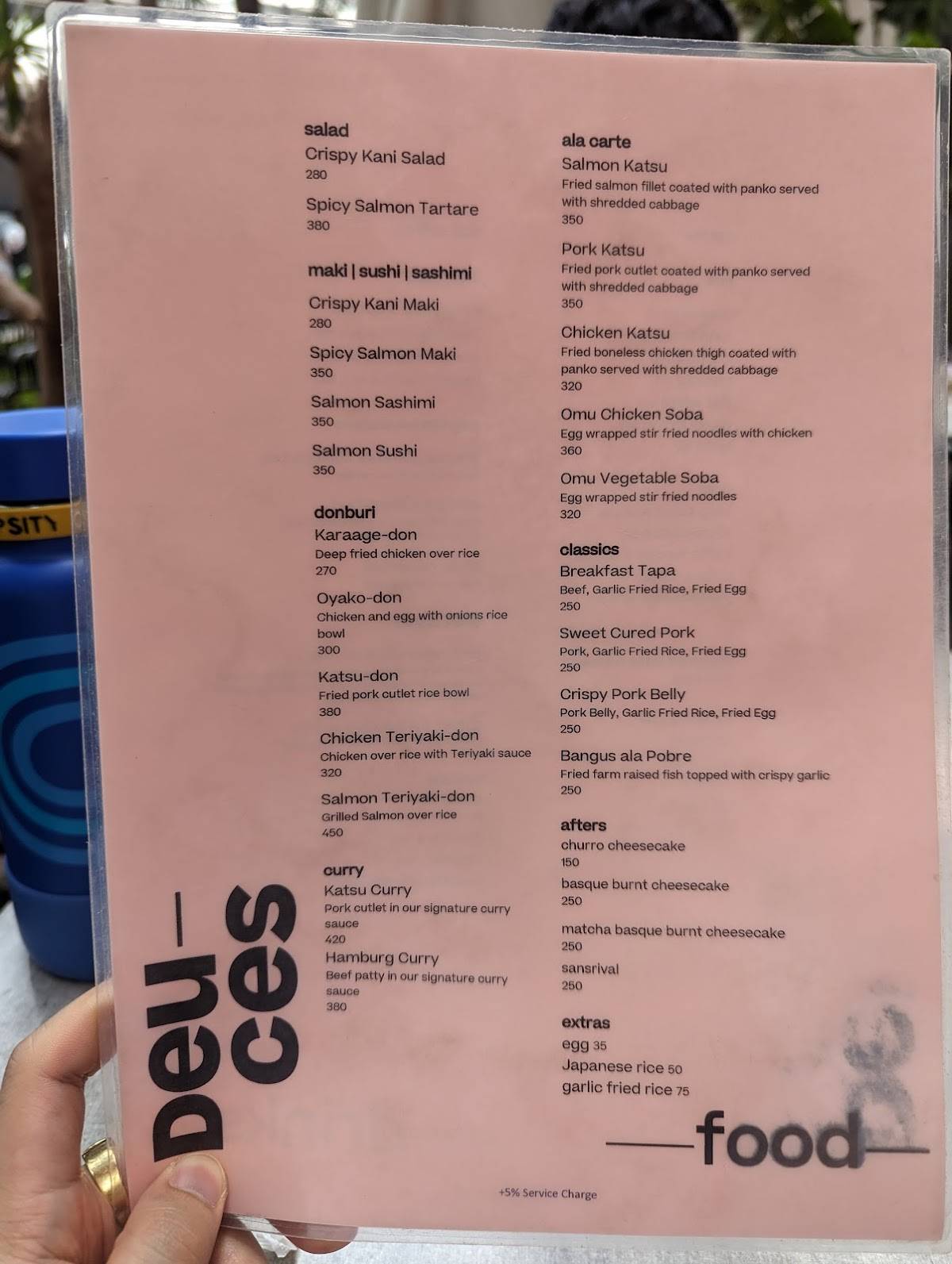 Menu at Deuces Coffee cafe, Makati