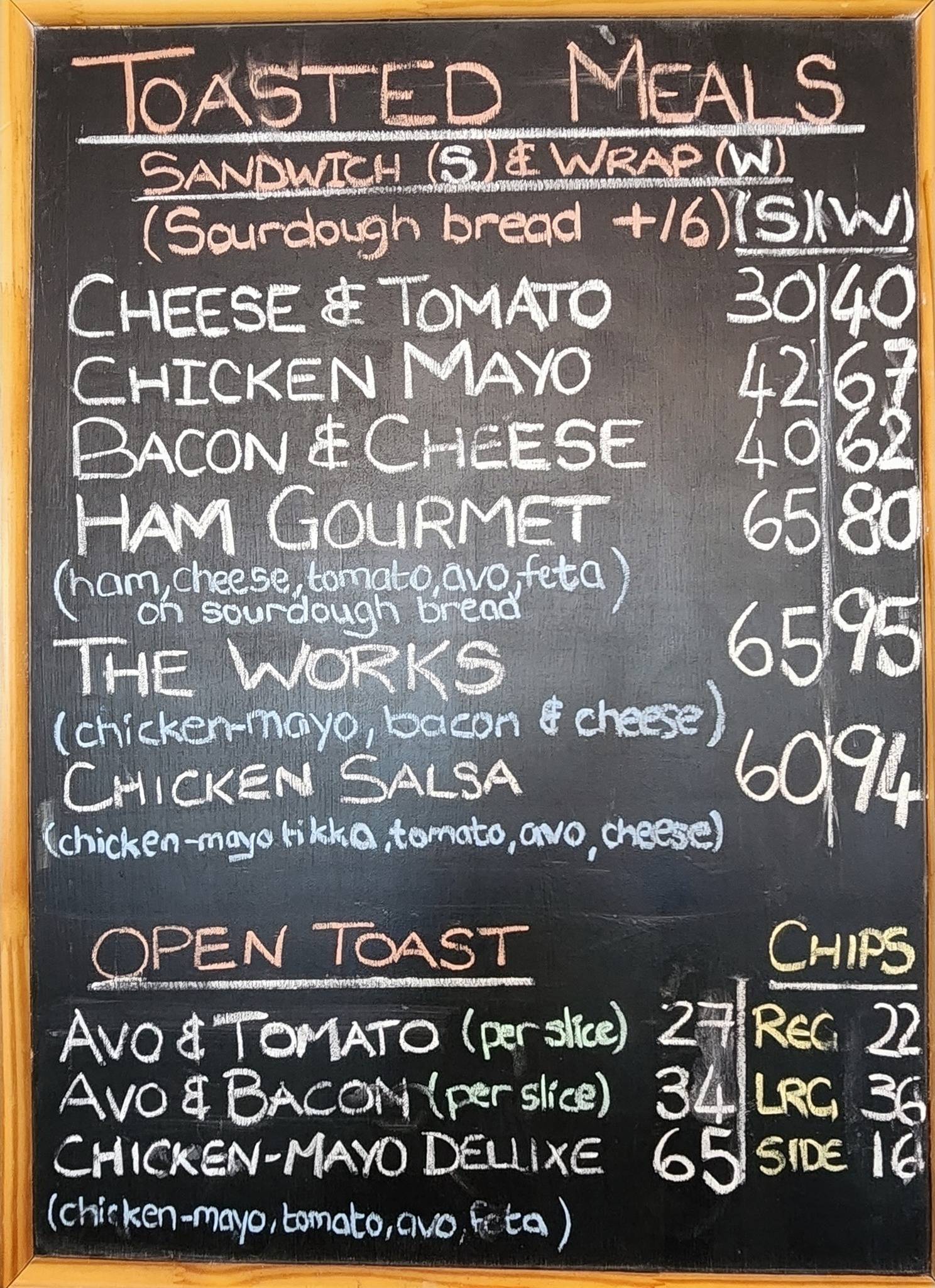 Menu at Fig Tree Coffee cafe, Durban North