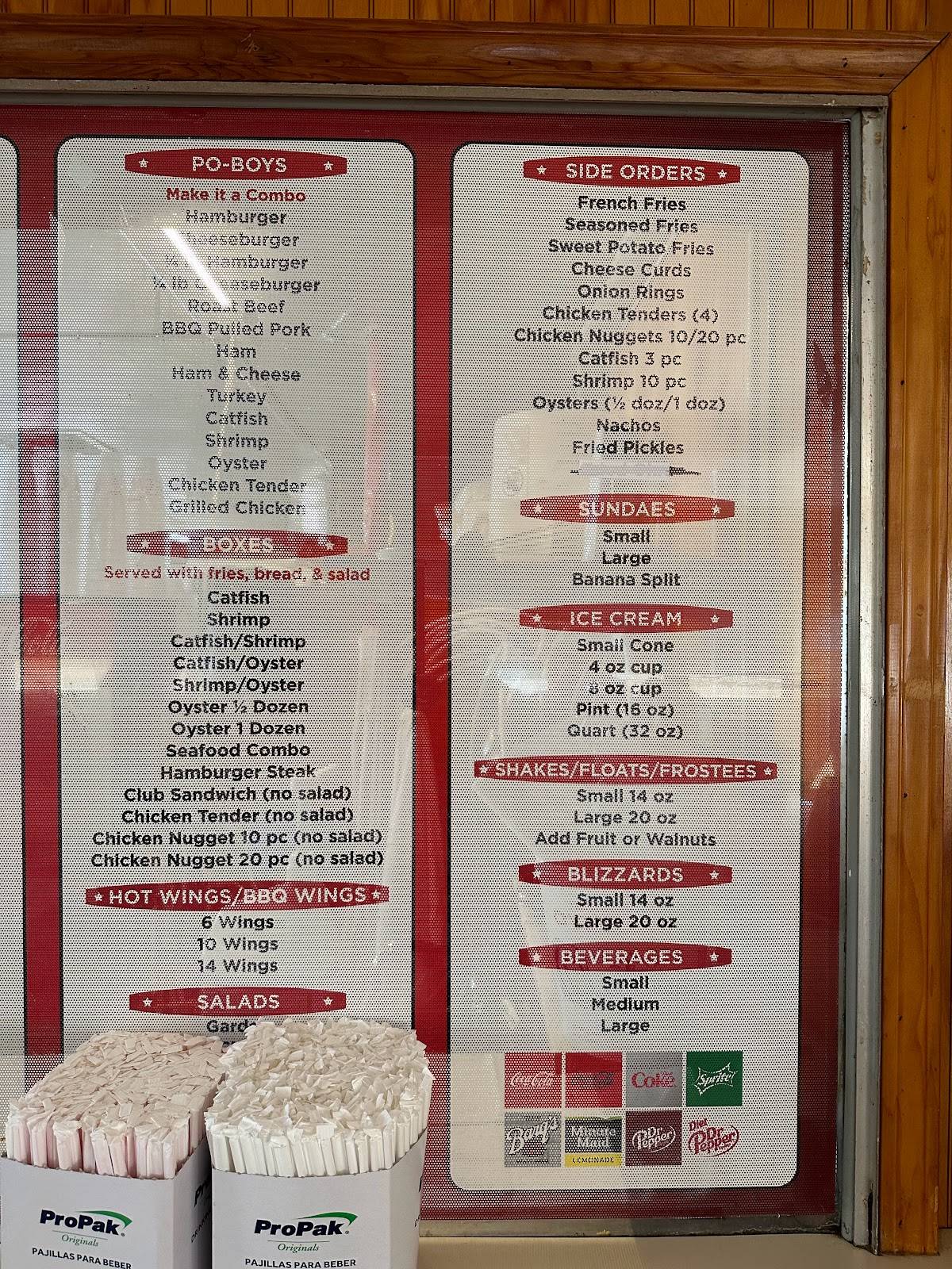 Menu at G & J Drive Inn cafe, Livingston