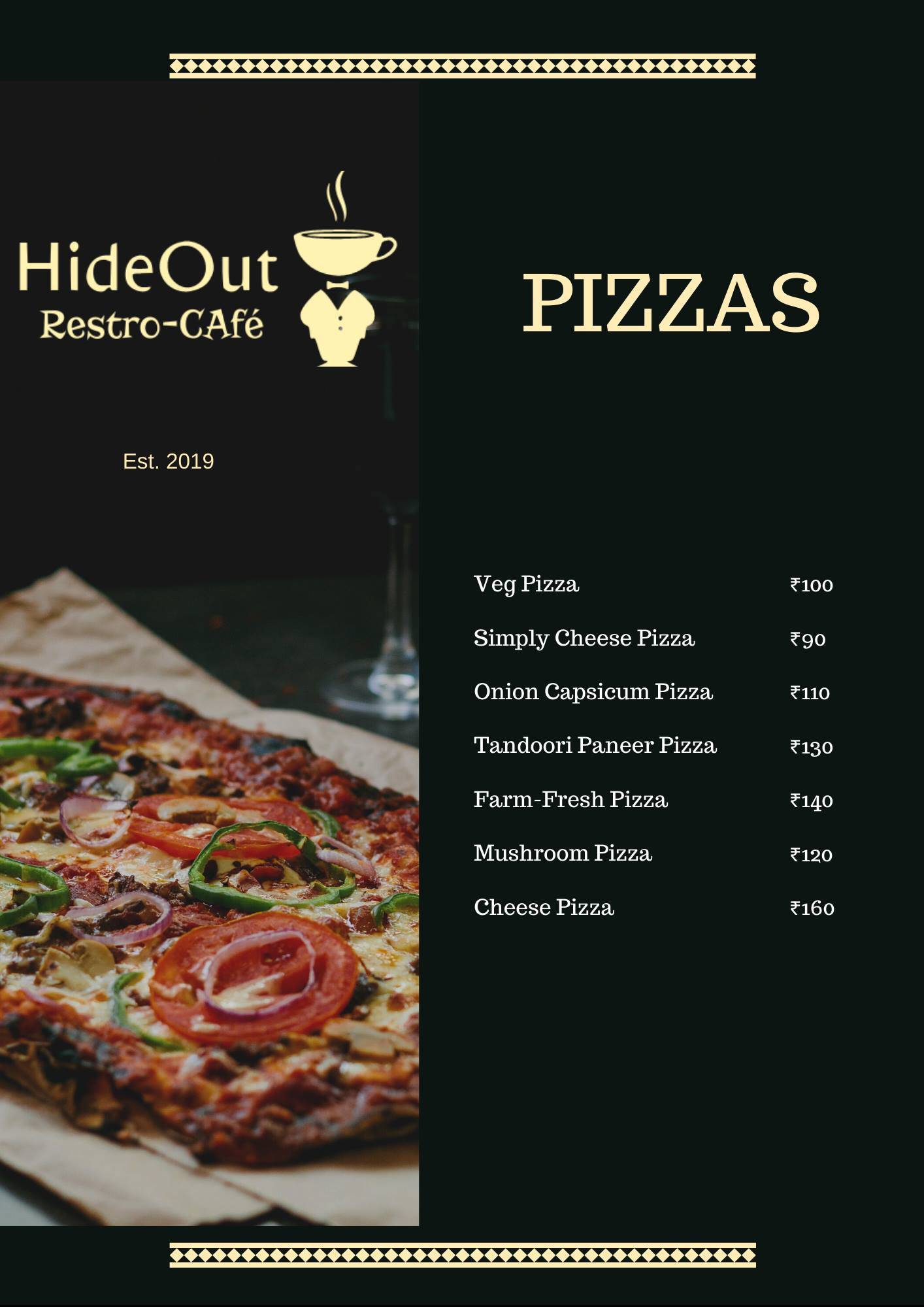 Menu at Hideout Restaurant and Cafe (Best Pizza and Burgers and Fast ...