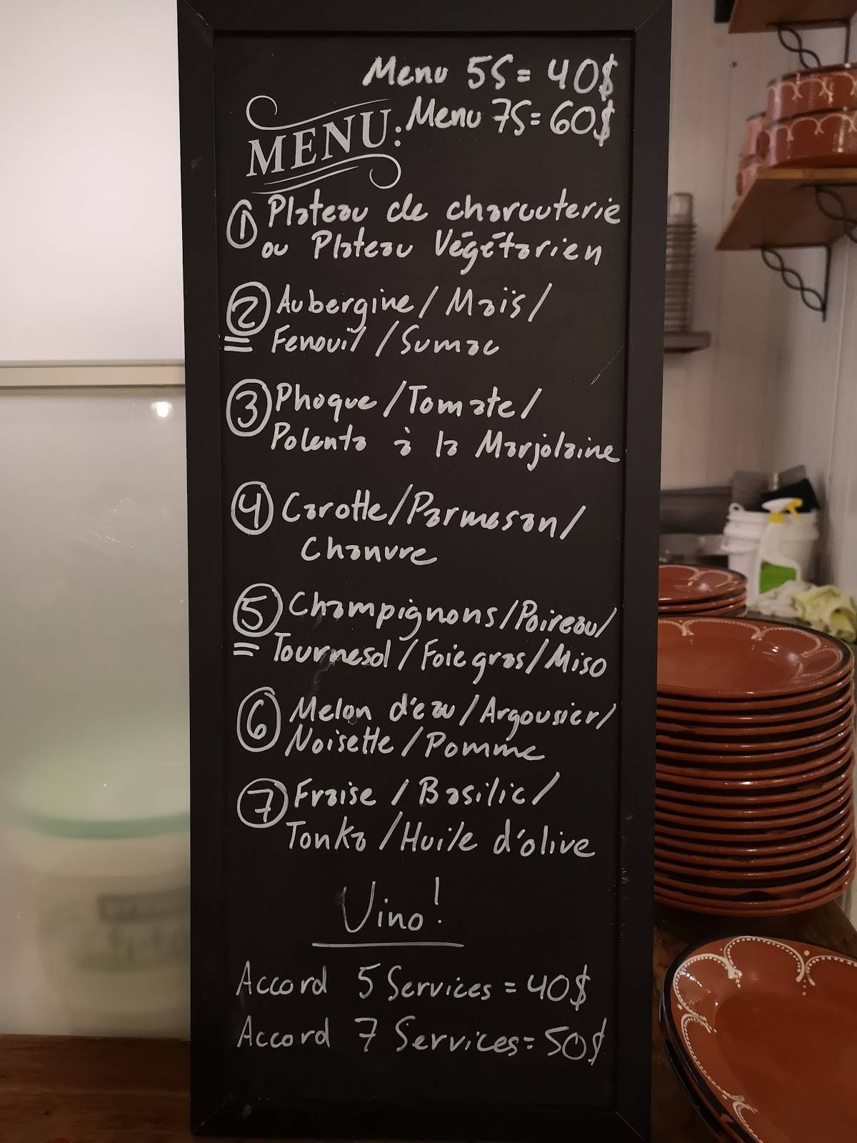 Menu au Le Renard et la Chouette café, Québec, 638 Rue Saint-Vallier O