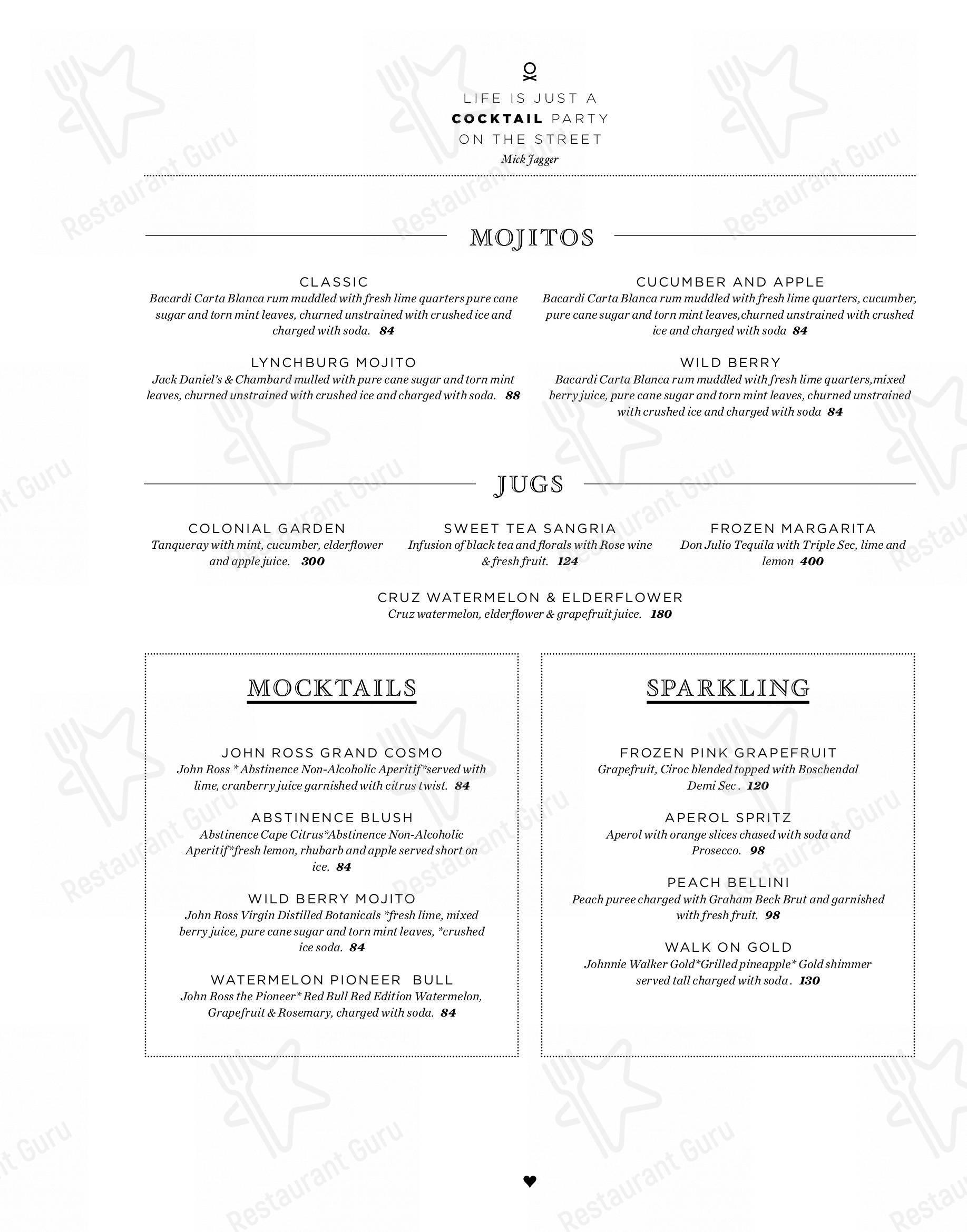 Menu at Life Grand Cafe Waterfront, Cape Town, 2 Pierhead Road
