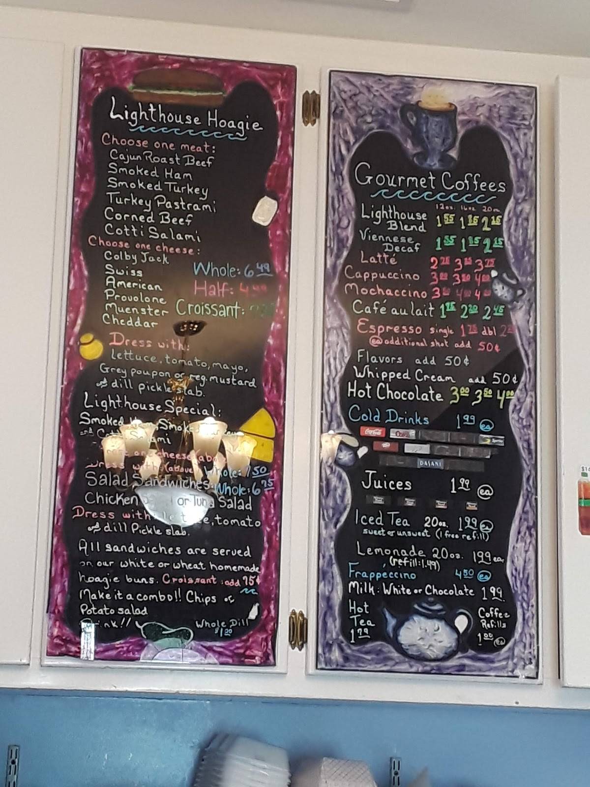 Menu at Lighthouse Bakery, Dauphin Island