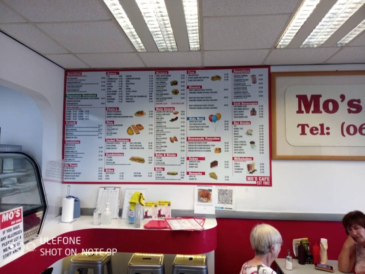 Menu at Mo's Cafe, Tiptree