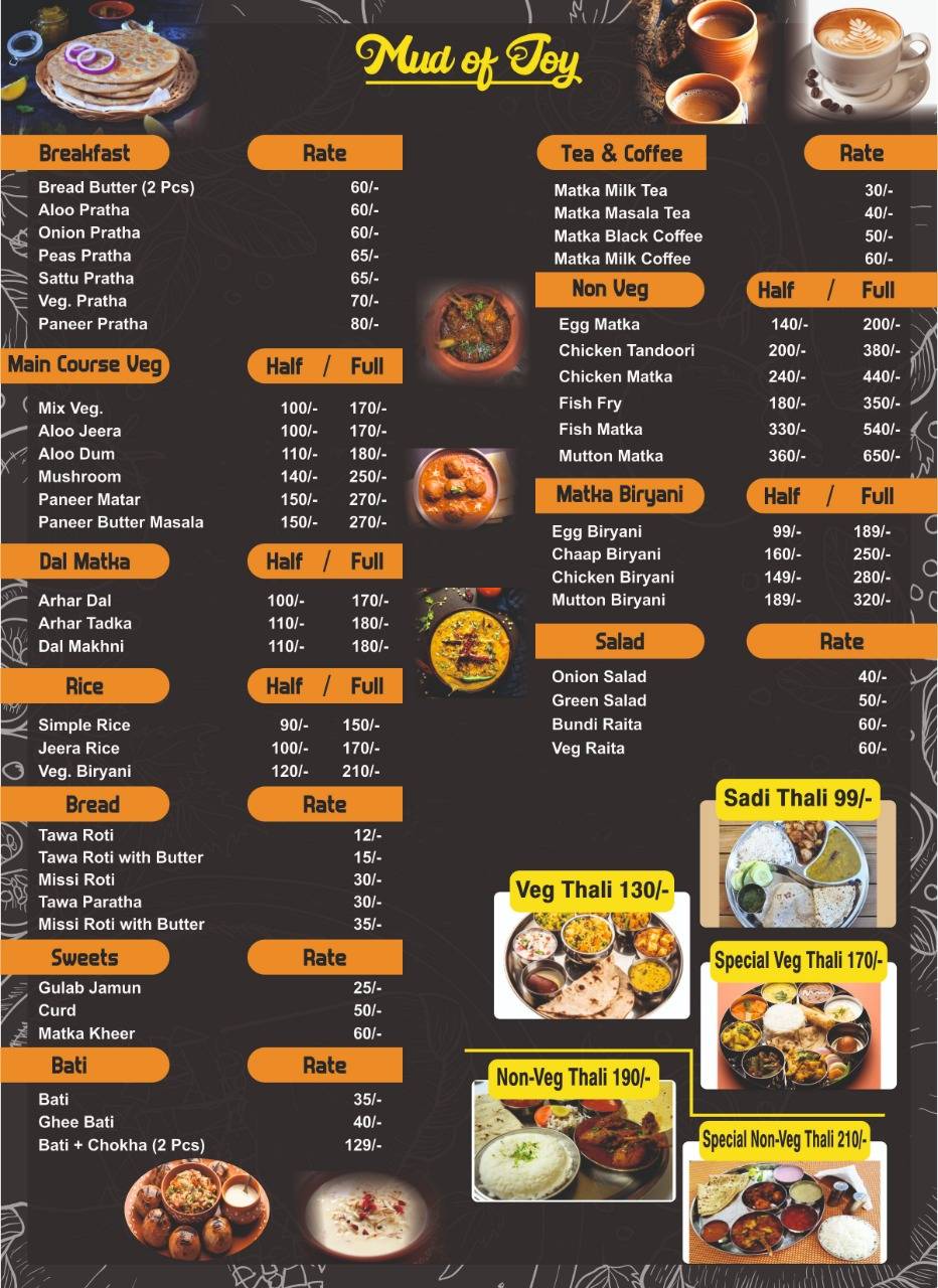 Menu at Mud of Joy Burger India, Lucknow