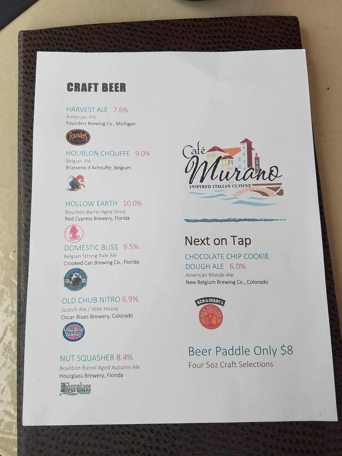 Menu at Cafe Murano, Altamonte Springs, 309 Cranes Roost Blvd