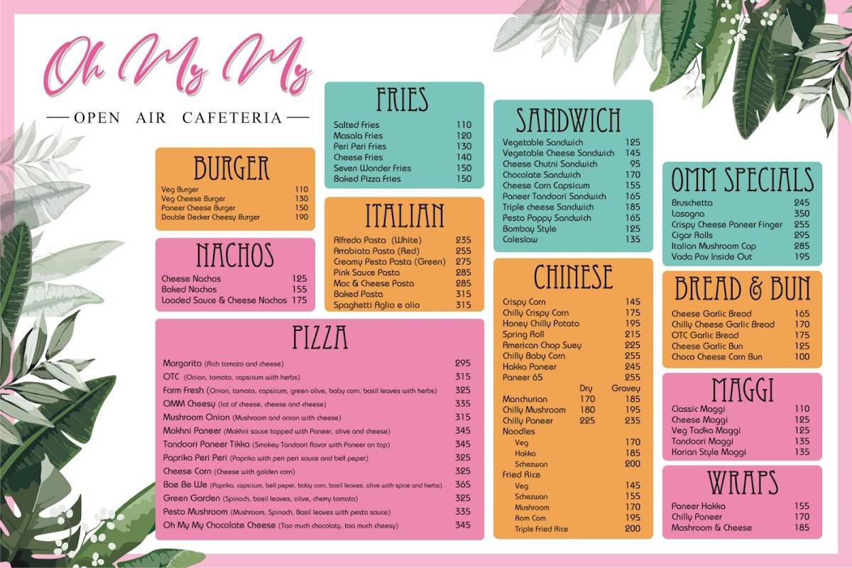 Menu at Oh My My Cafe, Kota