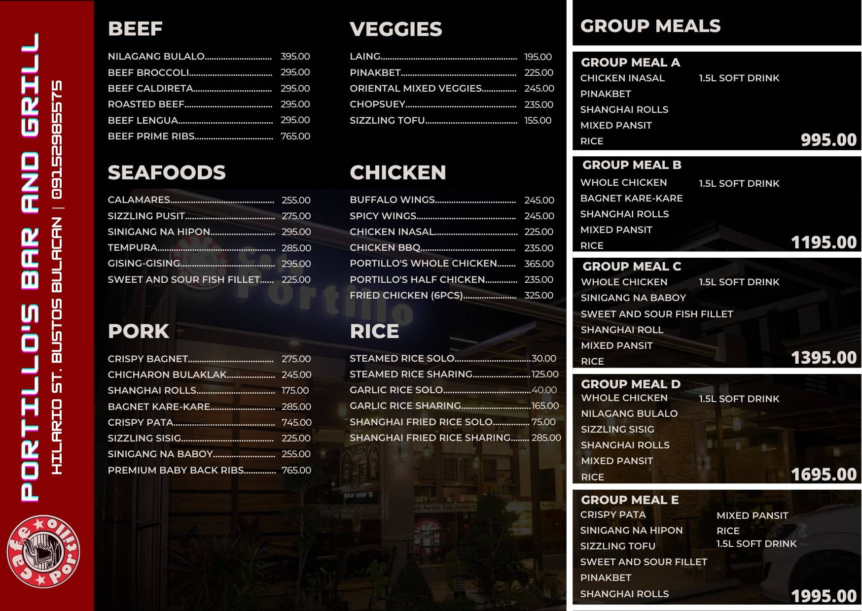 Menu at Cafe Portillo, Bustos, XW45+CQ5