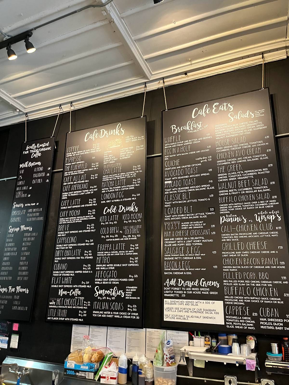 Menu at River Roasters Coffee Company cafe, Pomeroy