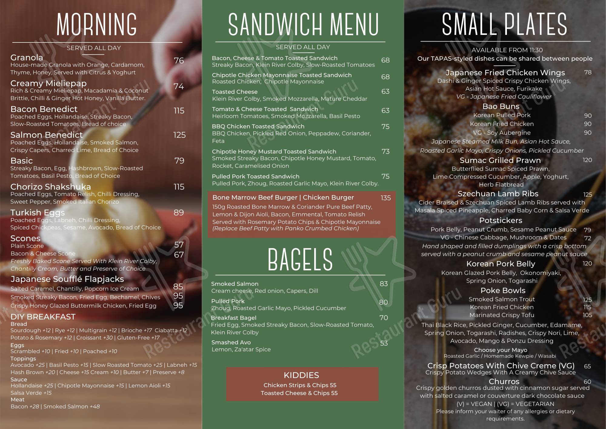 Speisekarte von Spoon Bakery & Eatery, Kapstadt