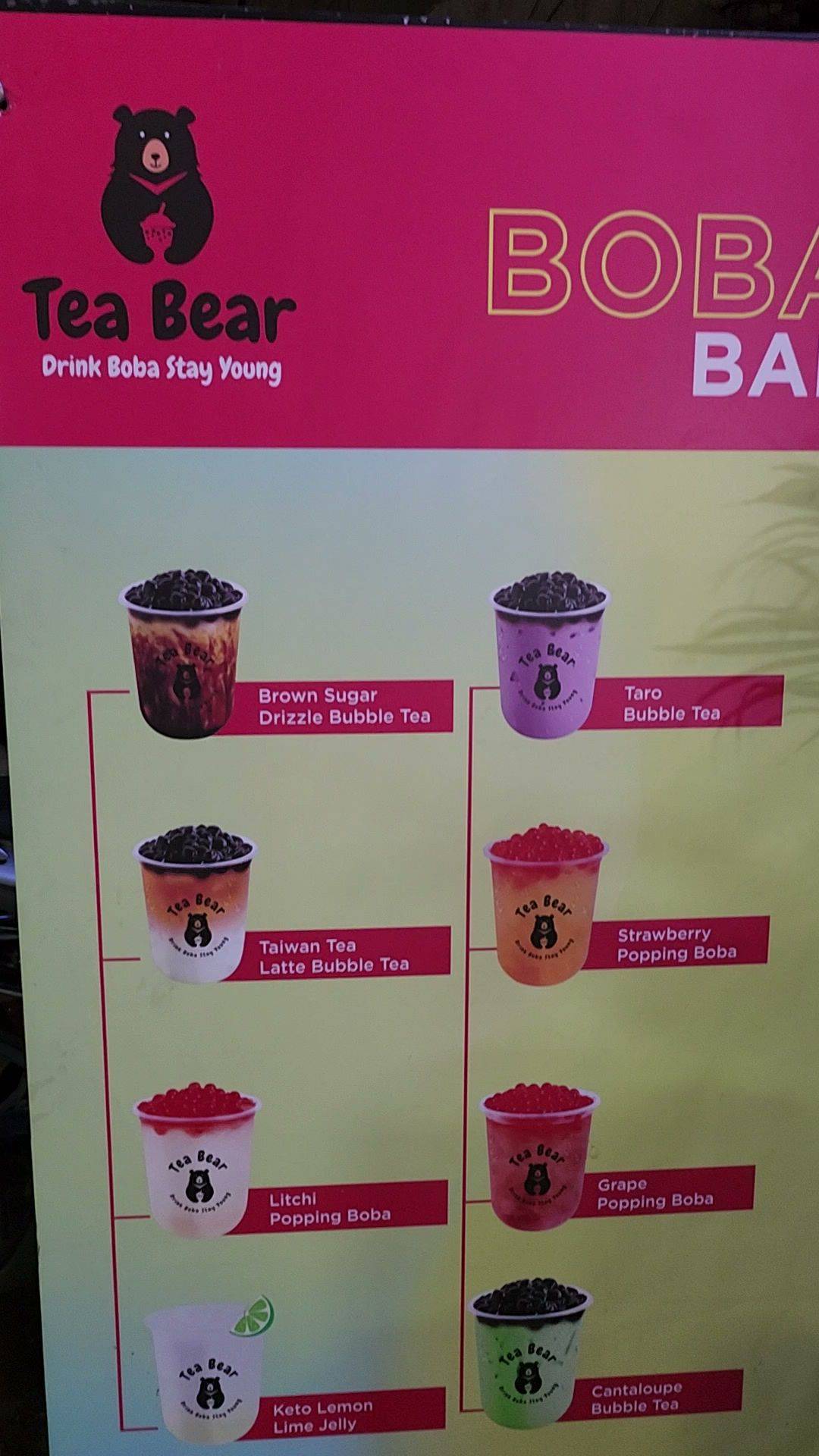Menu at Tea Bear ! (Bubble Tea), New Delhi