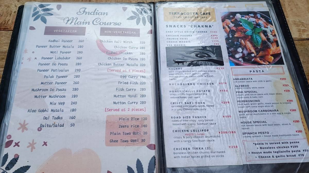 Menu at Terracotta Cafe, Varanasi, B1/146