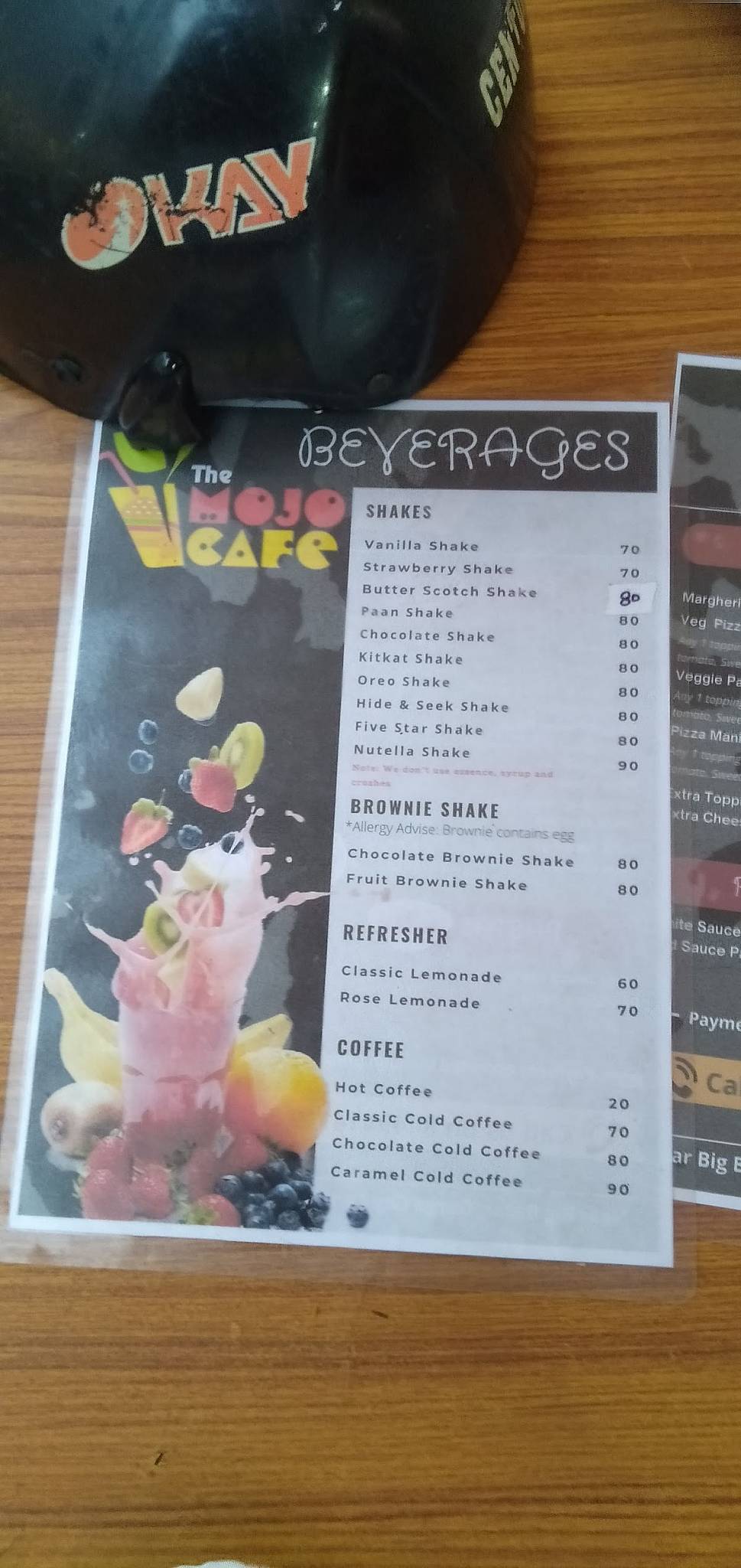 Menu at The Mojo Cafe, Haldwani