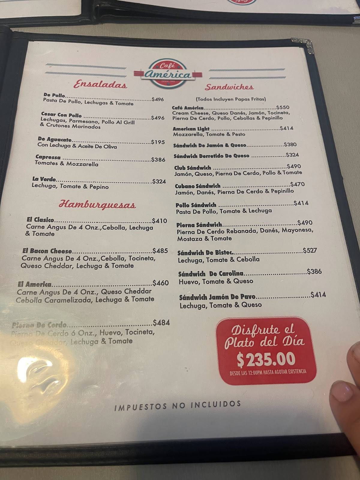 Carta de Cafetería América, Santo Domingo, F3M7+XCF