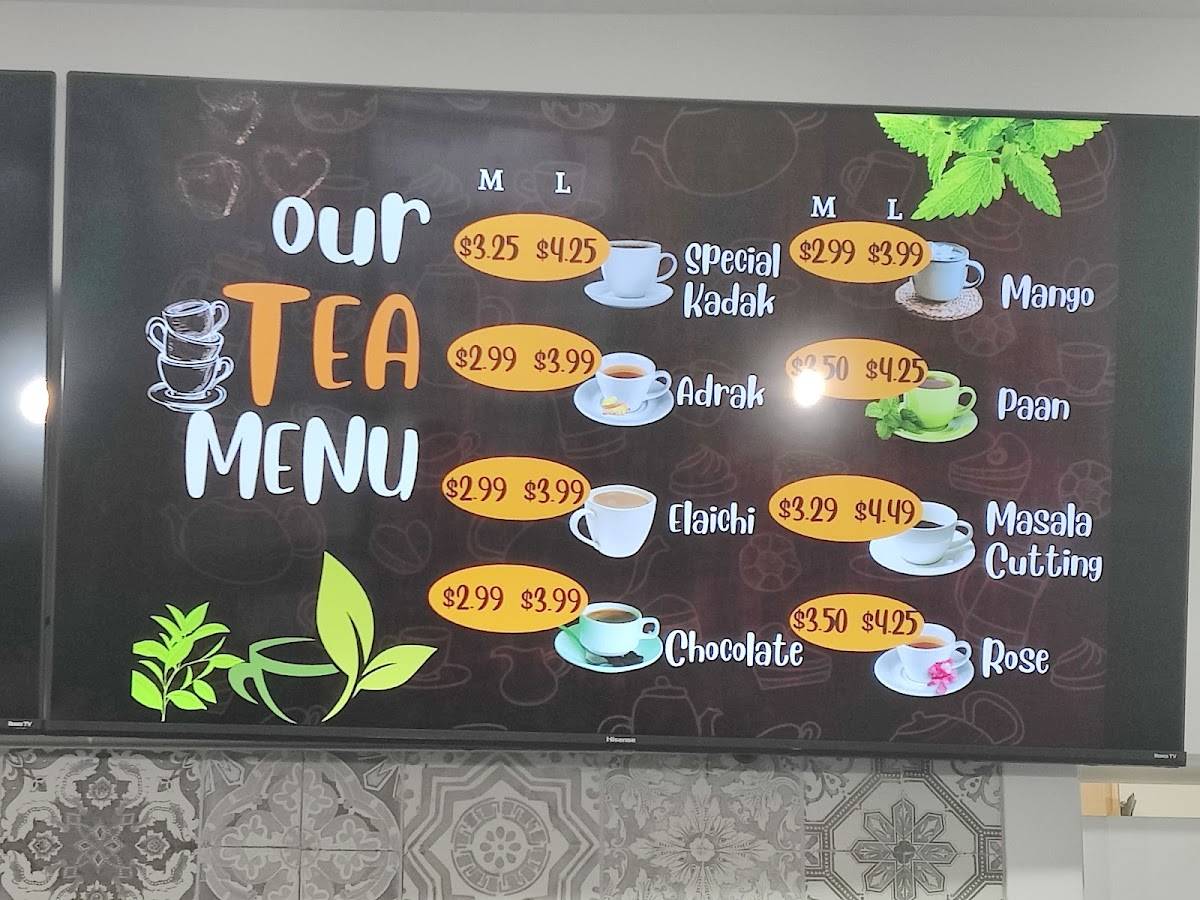 Menu at The Chai Bar, Calgary