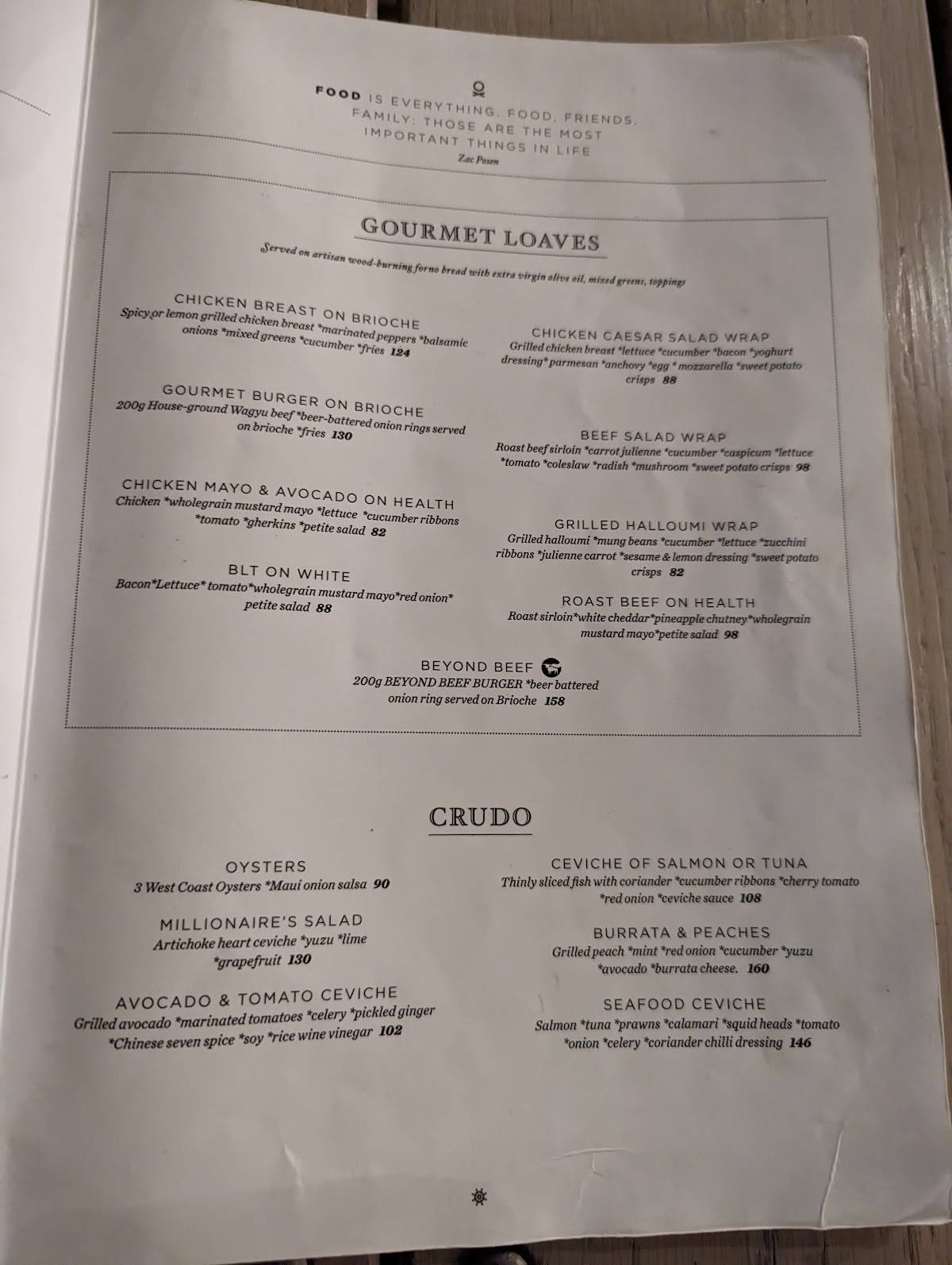 Menu at Life Grand Cafe Waterfront, Cape Town, 2 Pierhead Road
